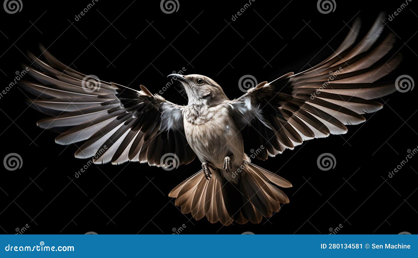 Illustration of Mockingbird Flying Stock Illustration - Illustration of ...