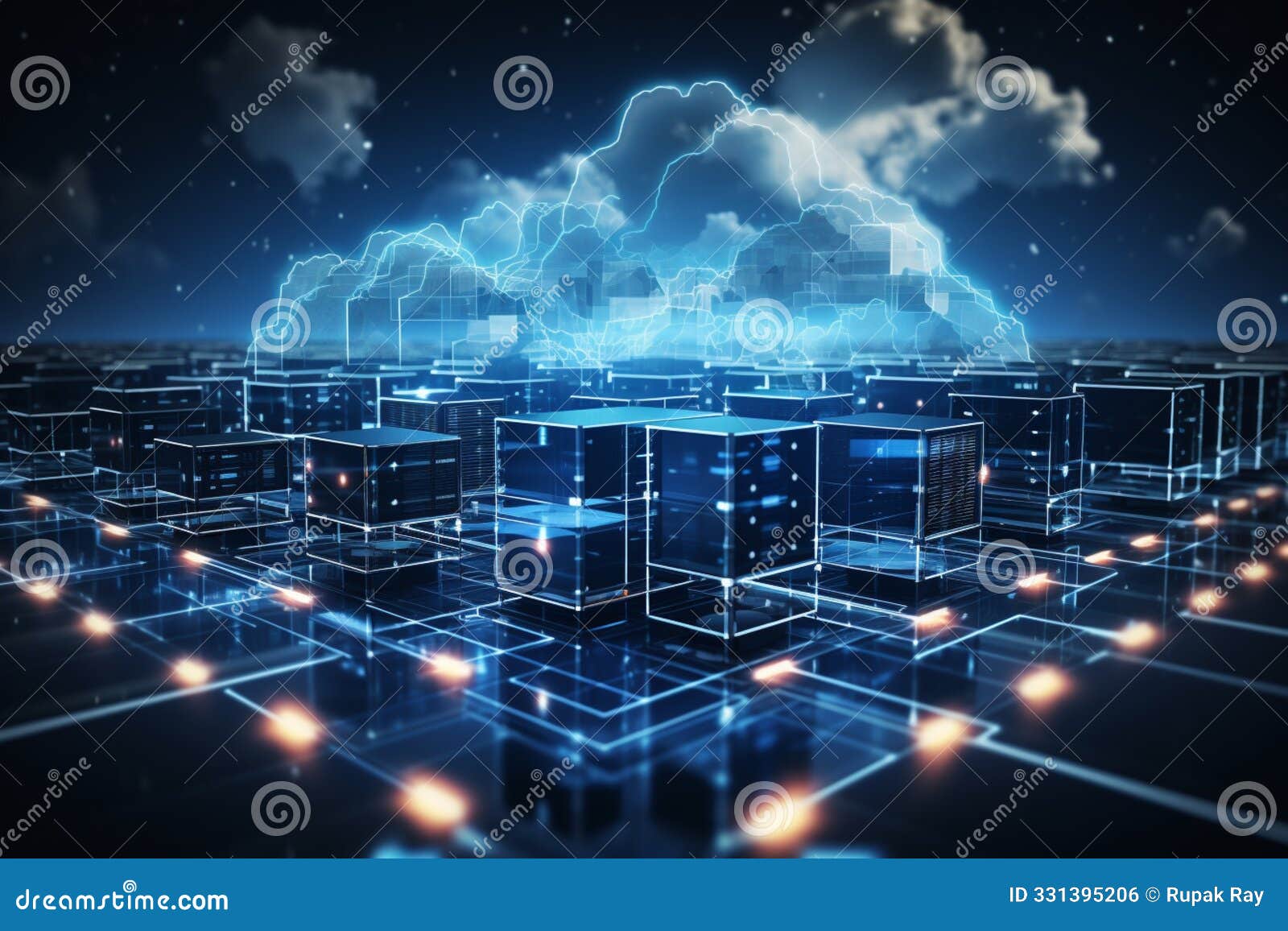 Illustration of Modern Cloud Technology and Data Center Concepts in ...