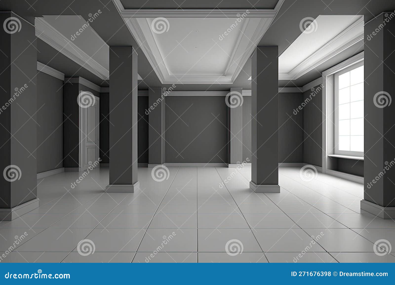 An Illustration of a Modern, Empty Interior Space Stock Illustration ...