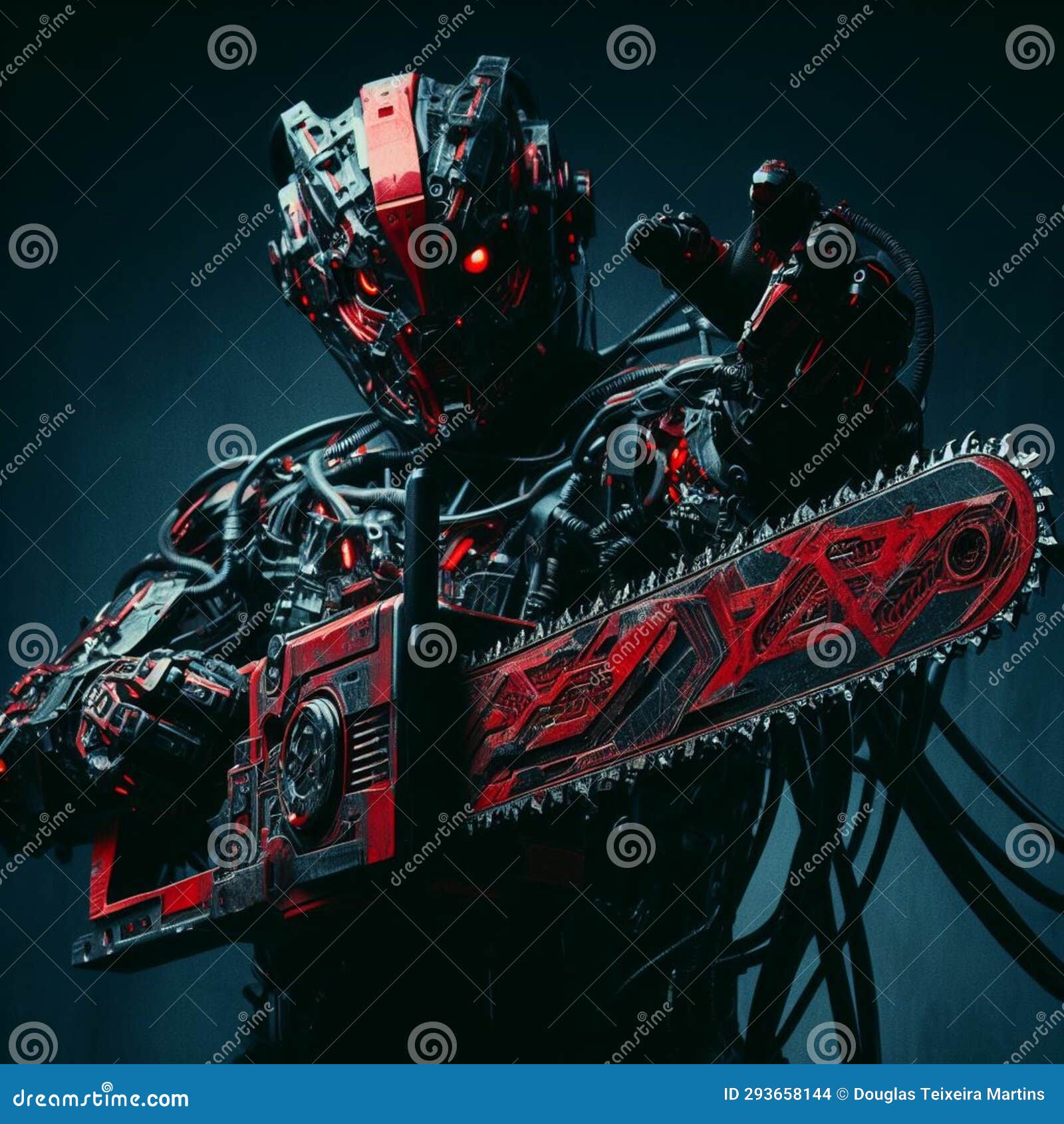 Illustration of a Modern, Evil and Scary Robot Stock Illustration ...