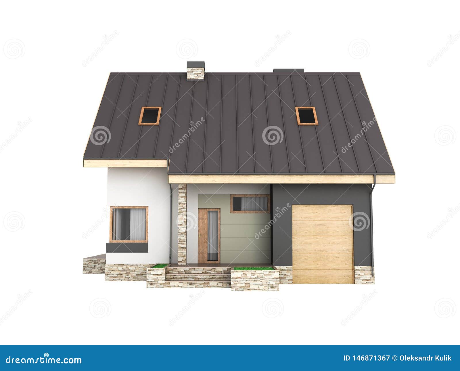 Illustration of a Modern House with a Garage Side View without Shadow ...