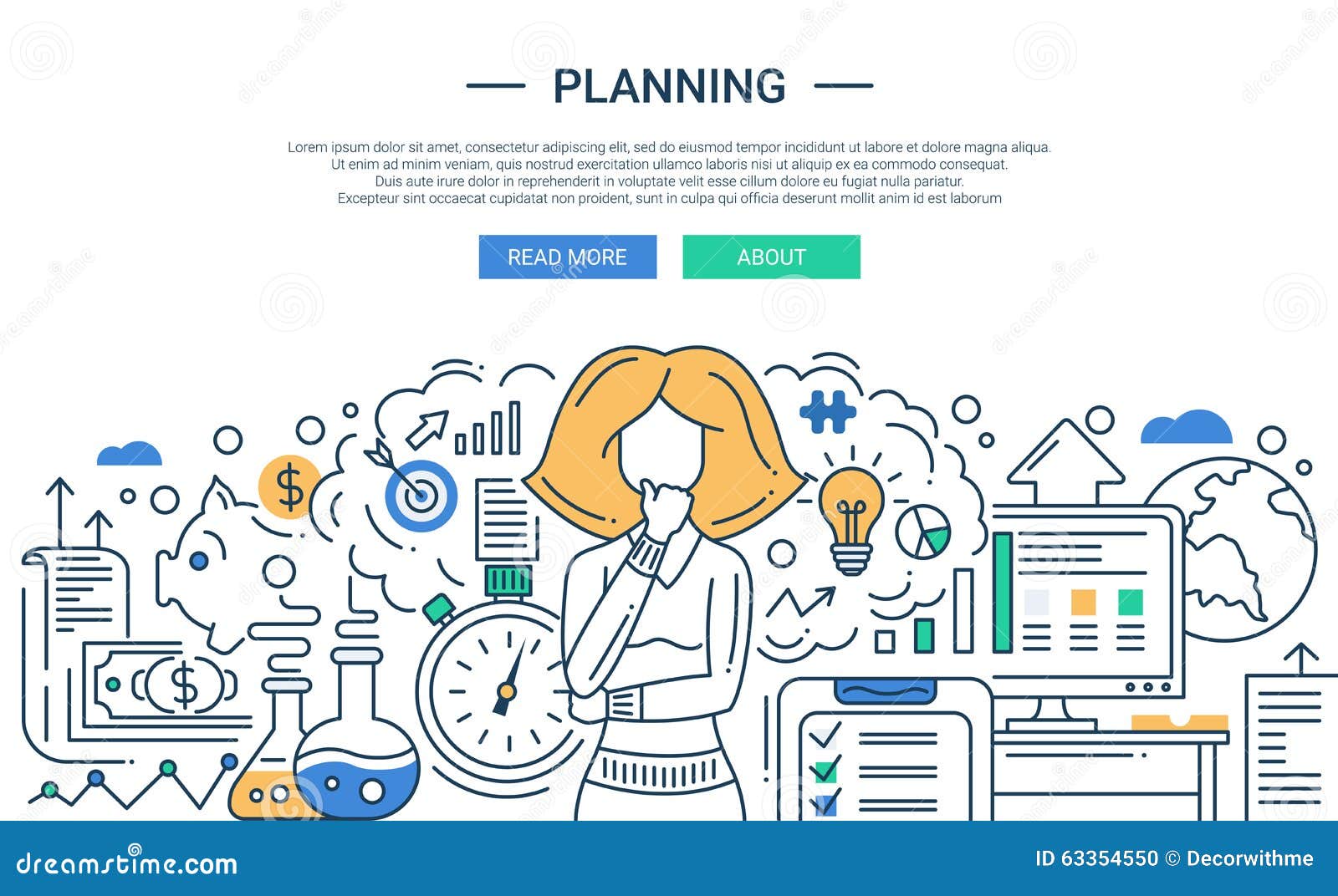 Illustration of Modern Line Flat Design Planning Stock Vector ...
