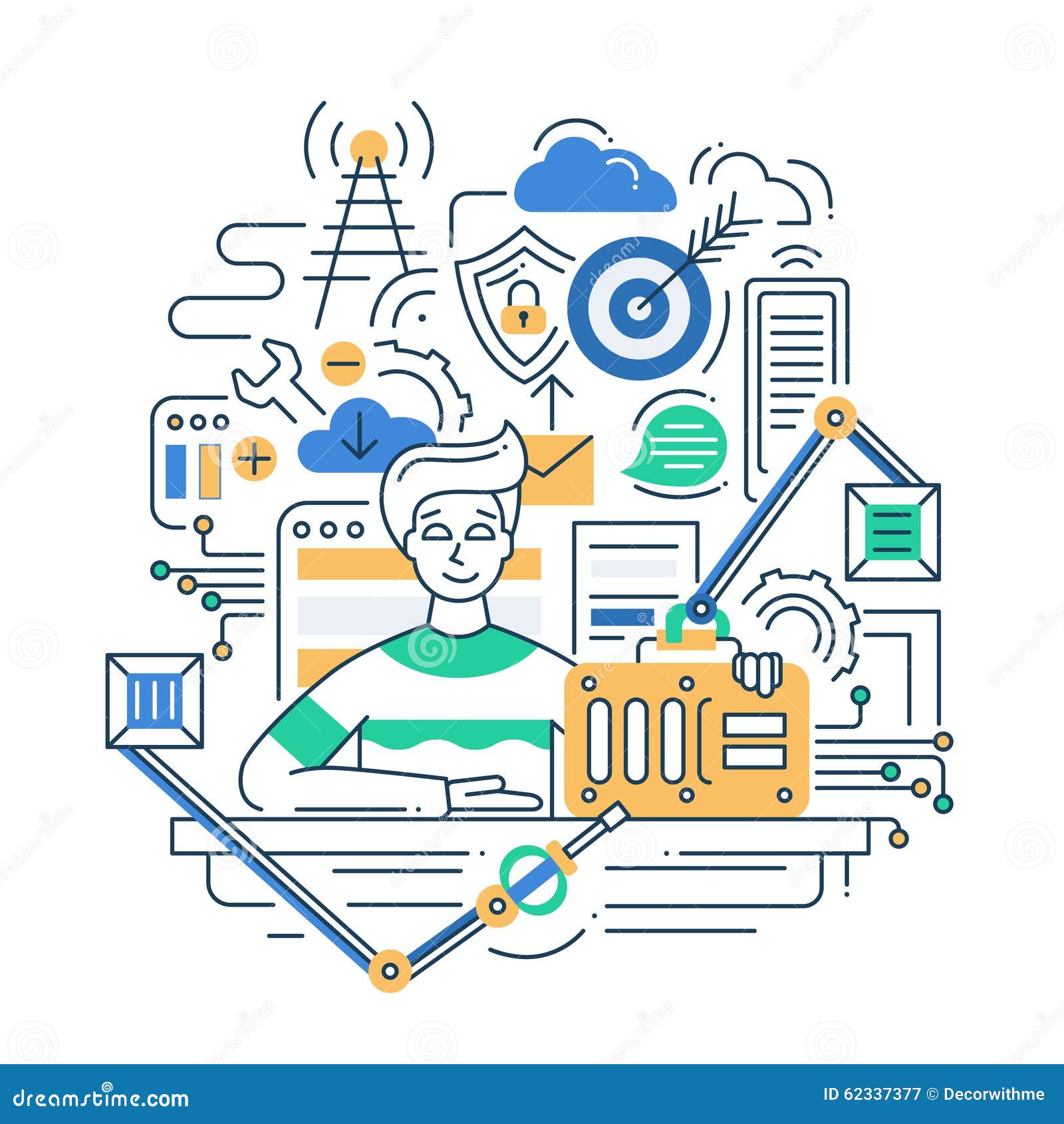 Illustration of Modern Line Flat Design Problem Stock Vector ...