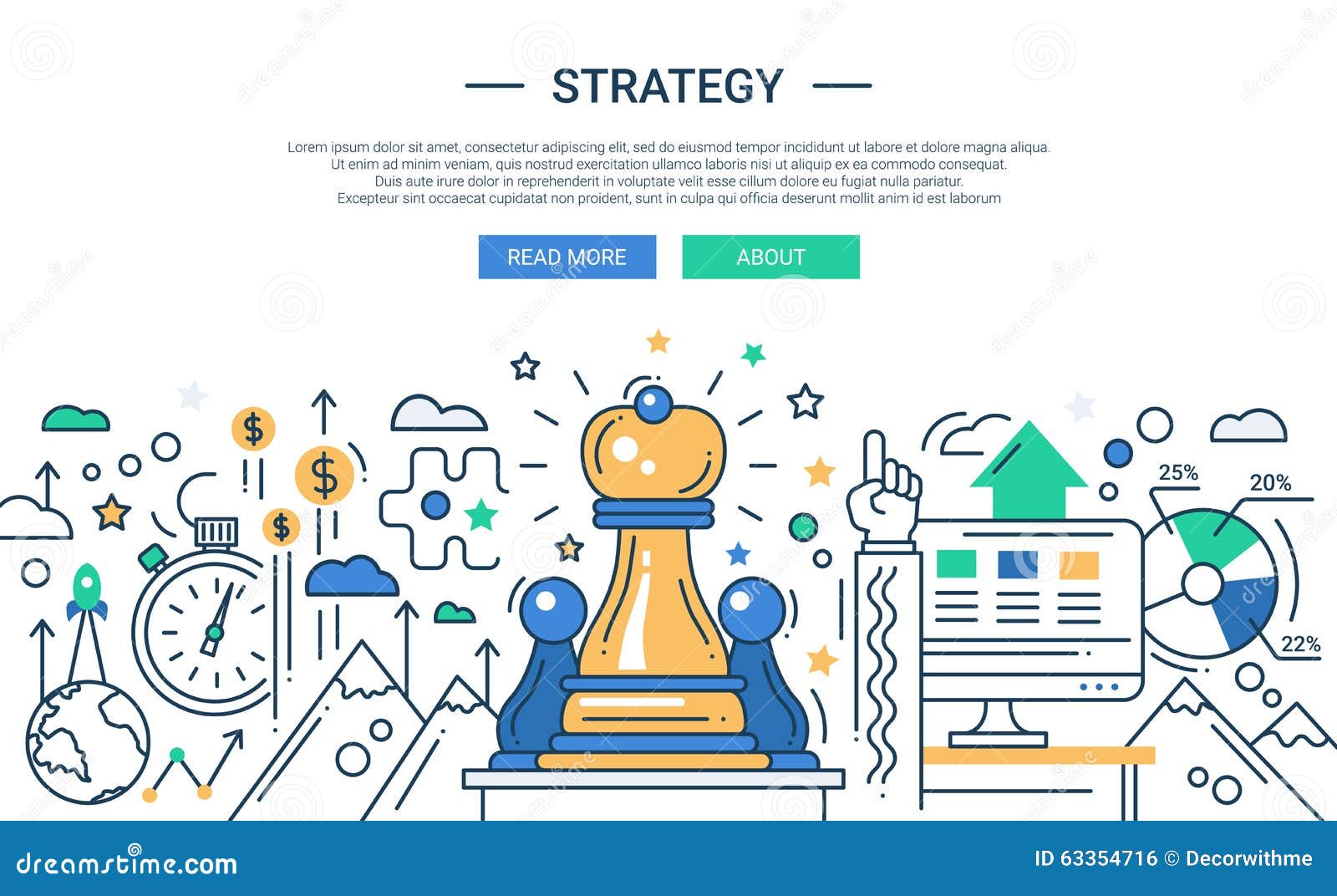 Illustration of Modern Line Flat Design Strategy Stock Vector ...