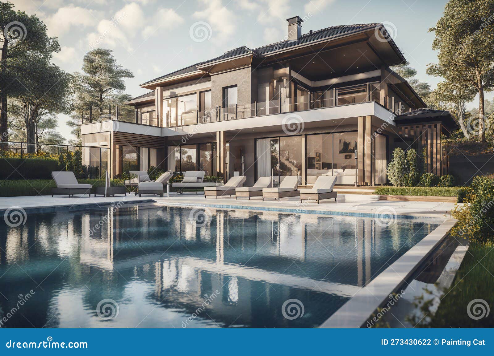 Modern Mansion with Pool, Arts & Architecture, Modern Buildings Stock ...