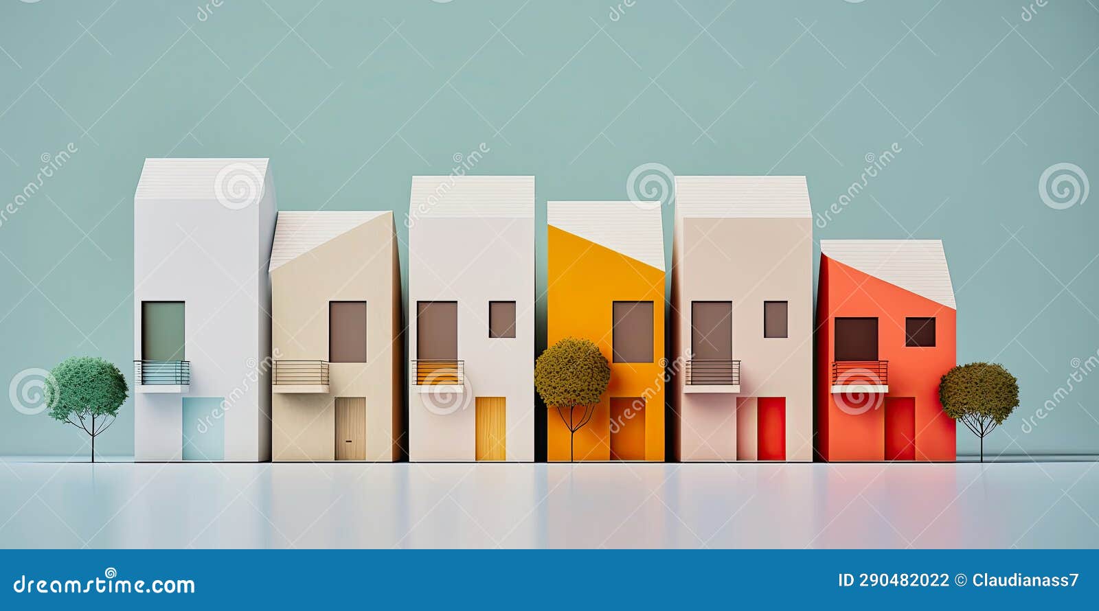Illustration of Modern Minimalistic Row Houses Stock Photo - Image of ...