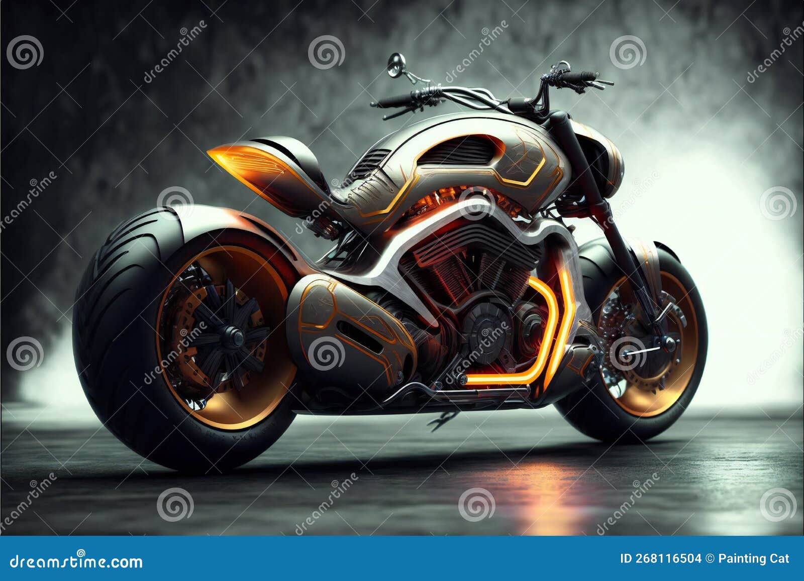Modern Motorcycle Design Concept, Digital Illustration Painting Stock ...