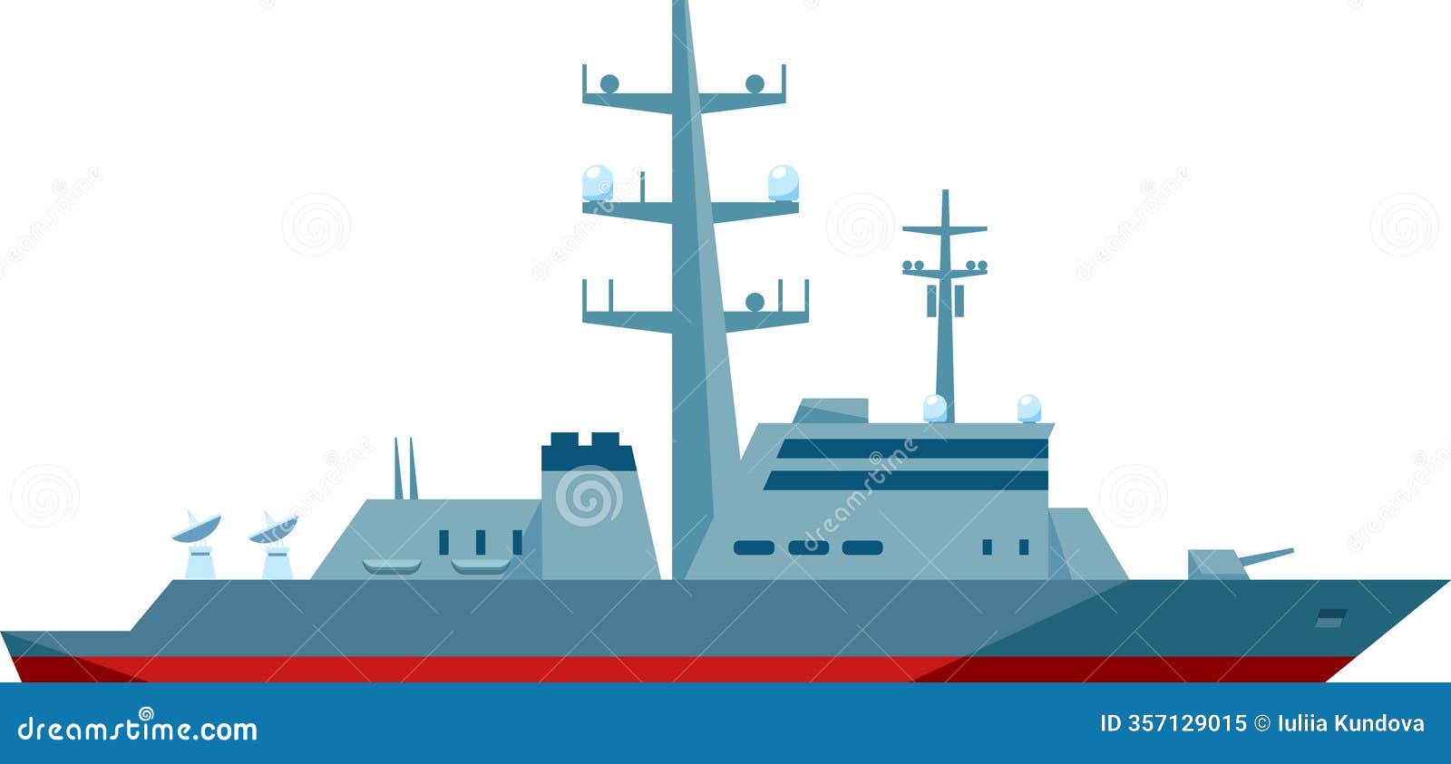 Illustration of a Modern Naval Warship Featuring Advanced Radar Systems ...