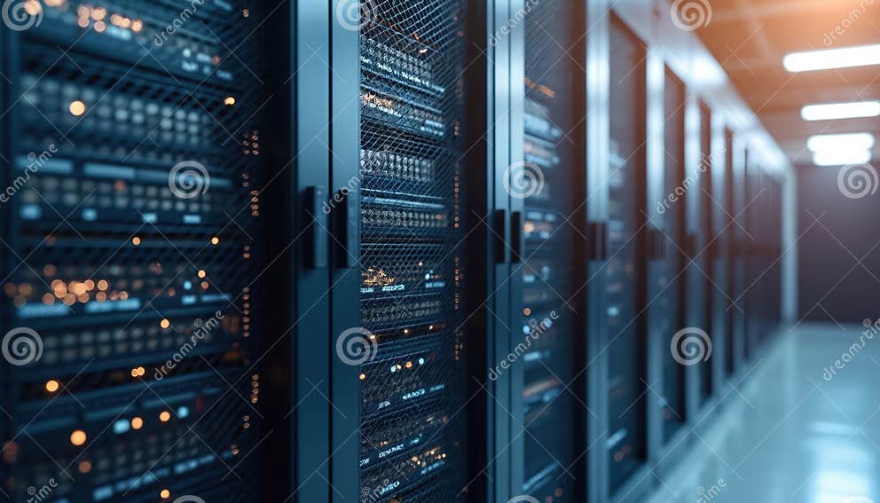 Illustration Modern Server Room Interior. Multiple Server Racks ...