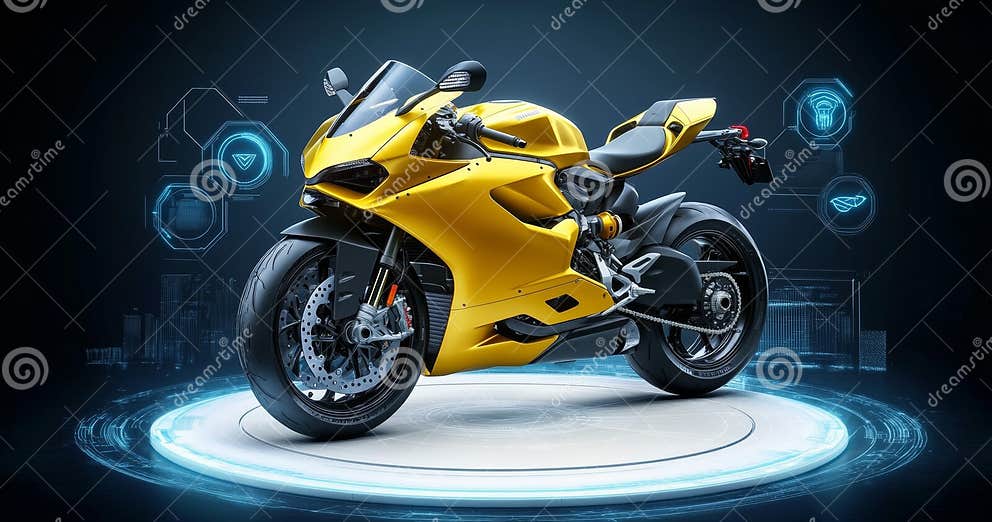 An Illustration of a Modern Sport Motorcycle with a Technology-based ...