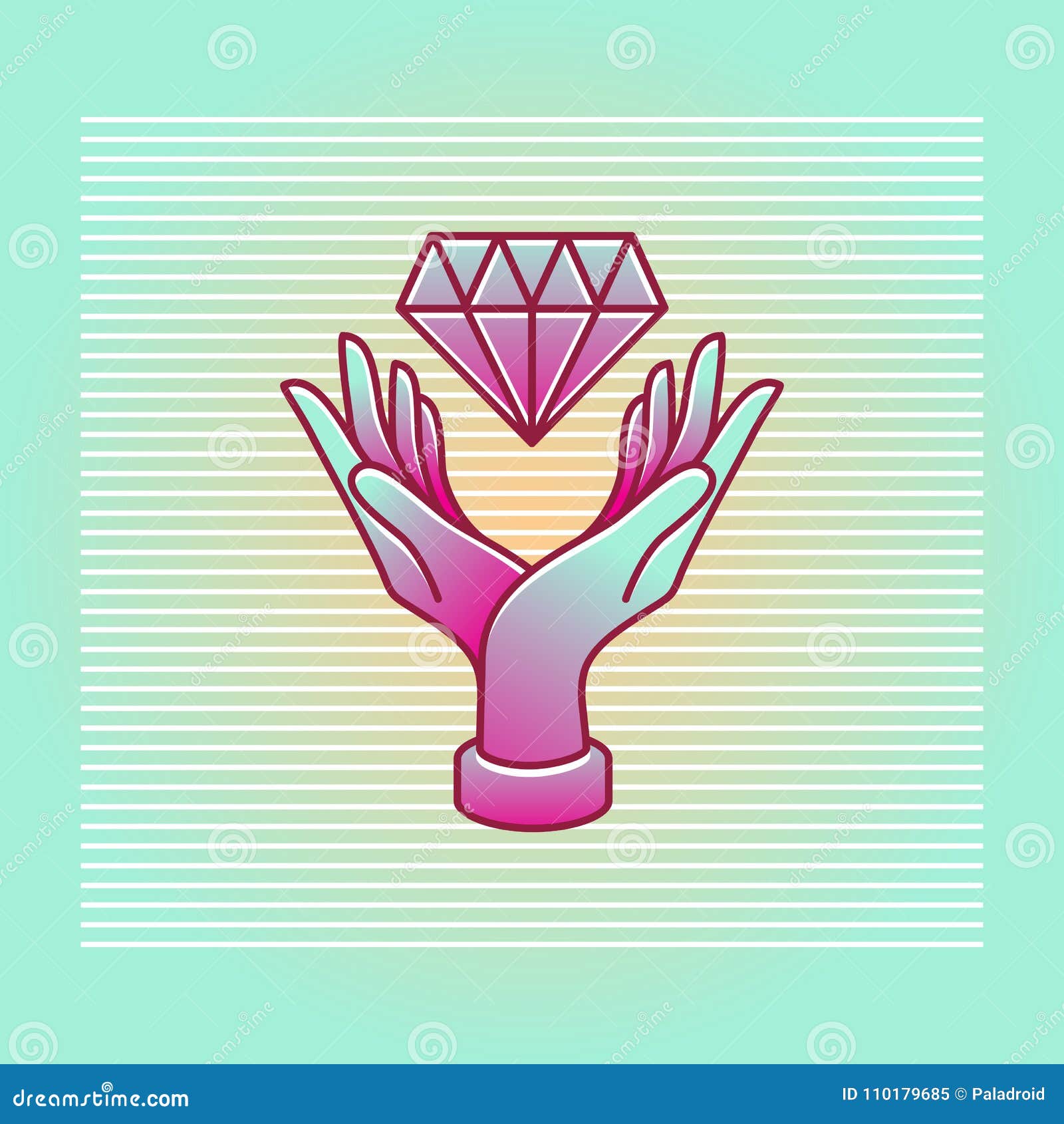 Illustration of a Modern Design, a Diamond in the Hands of Stock Vector ...