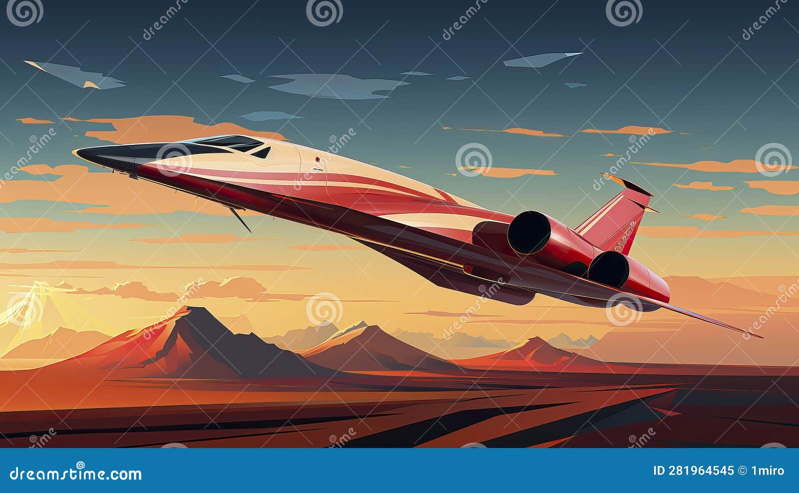 Illustration of Modern Supersonic Airplane, AI Generated Stock ...
