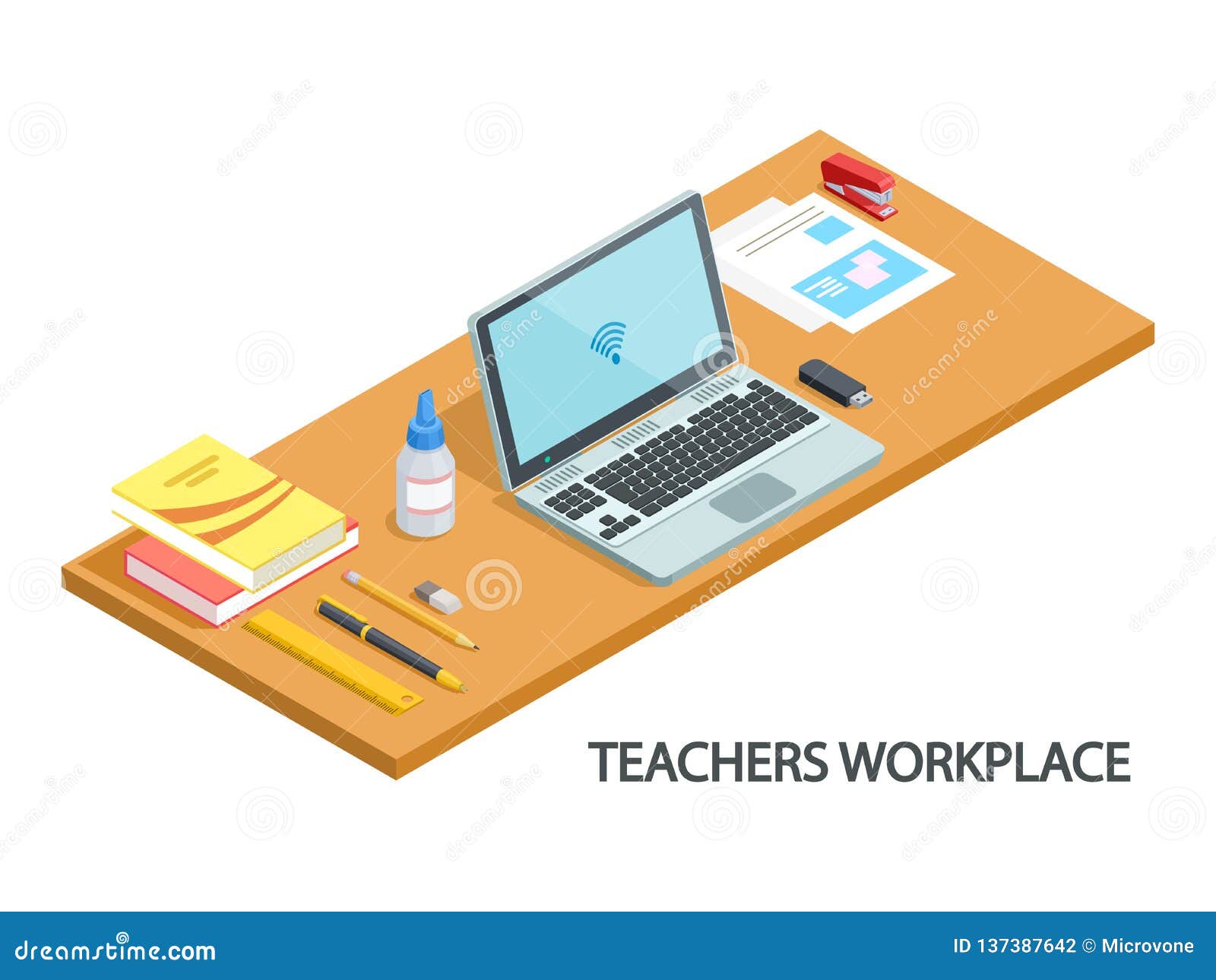Workplace Isometric Concept Vector Illustration | CartoonDealer.com #109729046
