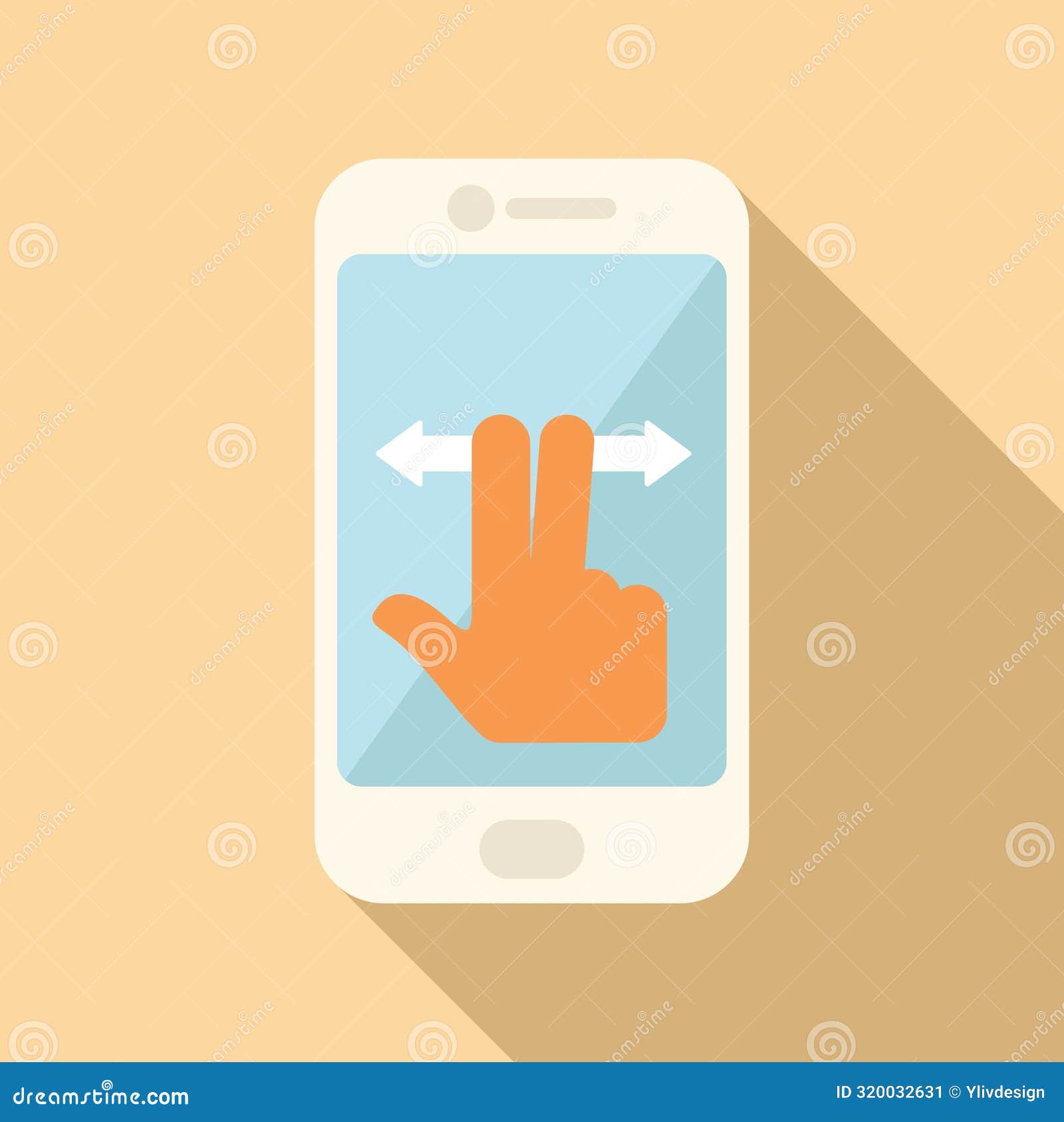 Flat Design Vector of a Hand Performing a Swipe Gesture on a Smartphone ...