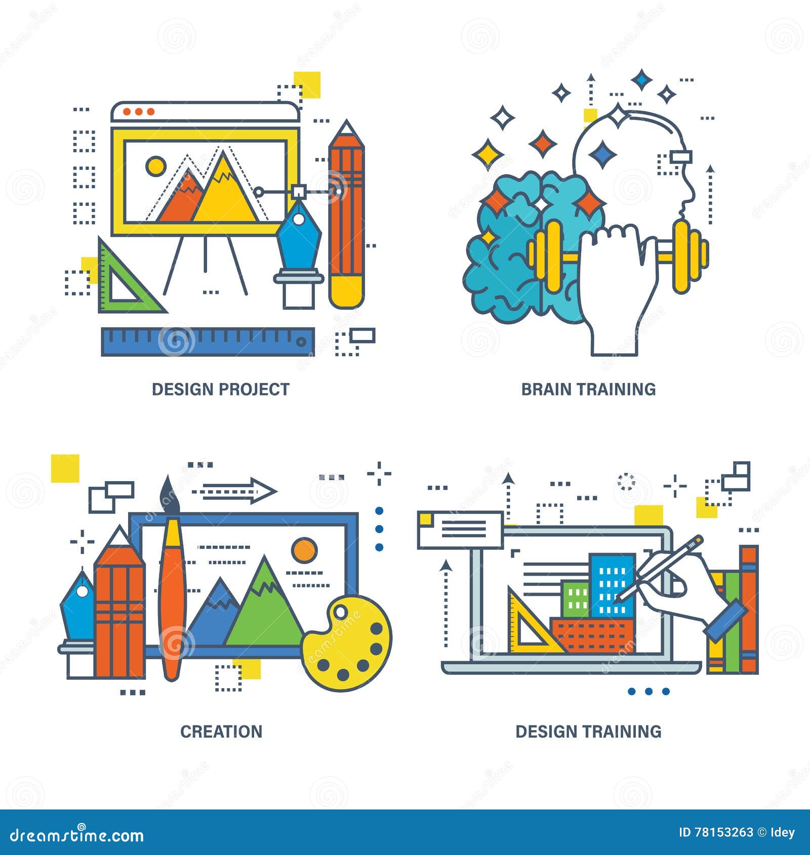 Illustration - Modern Training, Design and Project, Brain. Stock Vector ...
