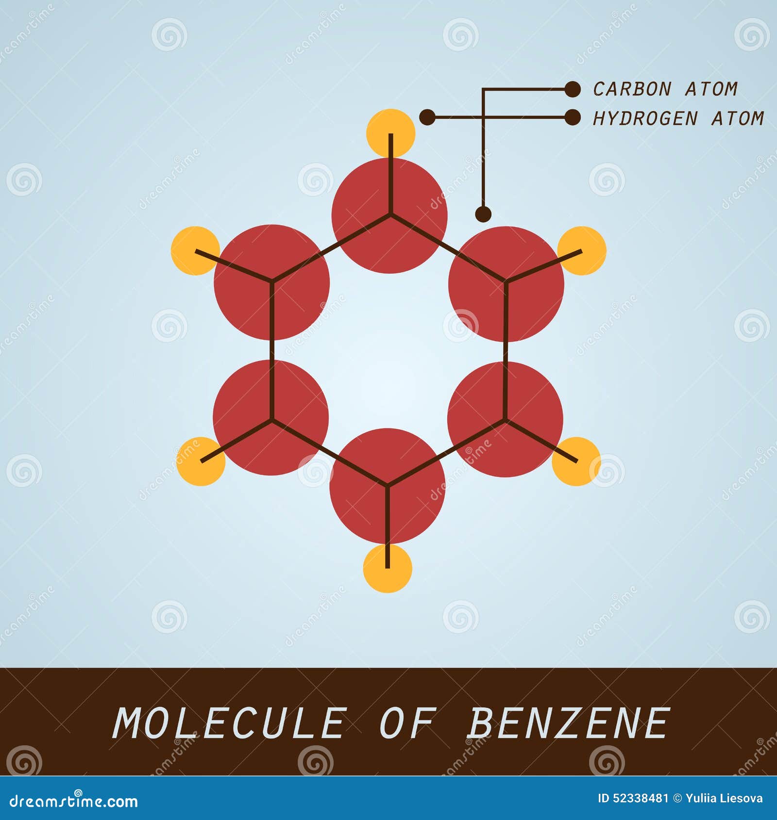 Illustration of Molecule of Benzene in Modern Flat Design Stock Vector ...