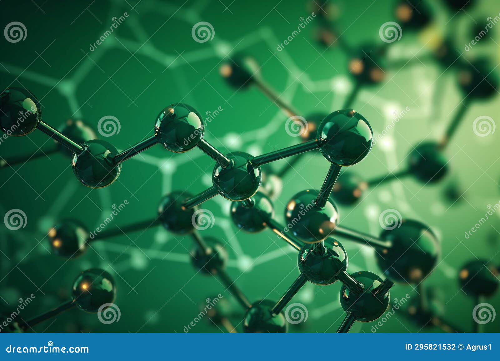 Illustration of Molecules on Green Background. Generative AI Stock ...