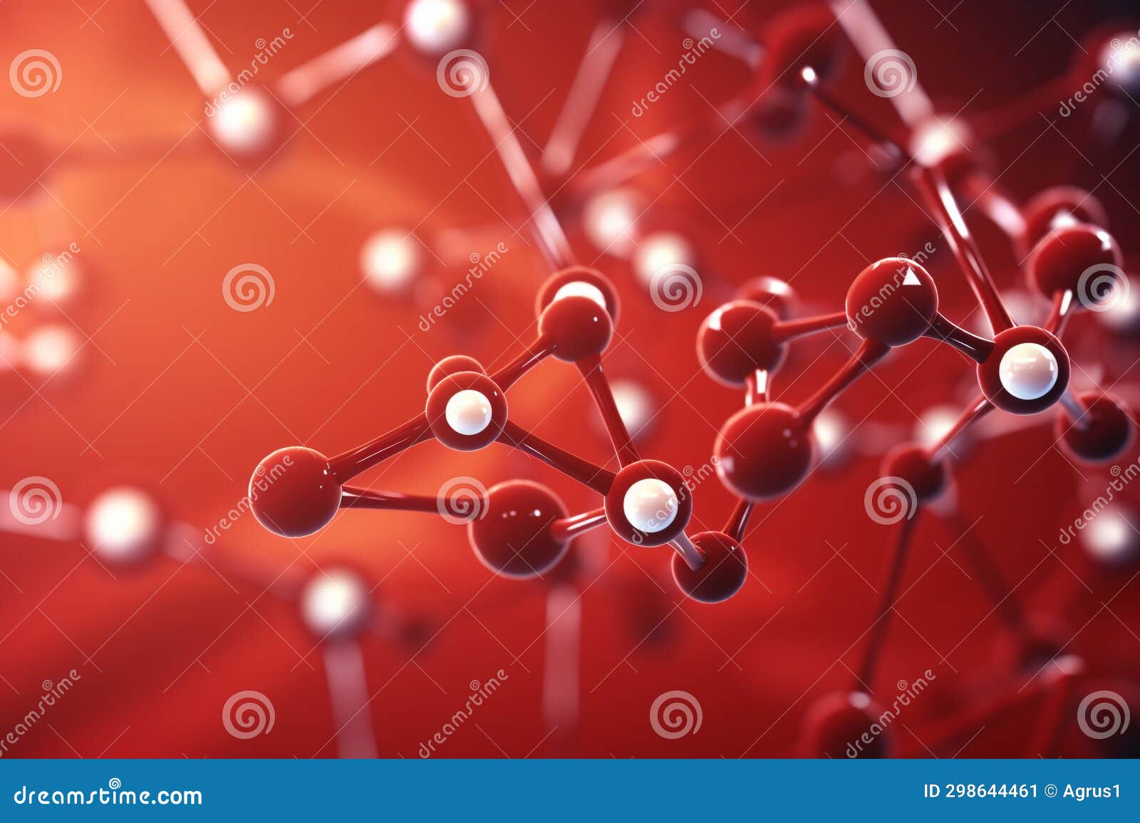 Illustration of Molecules on Red Background. Generative AI Stock ...
