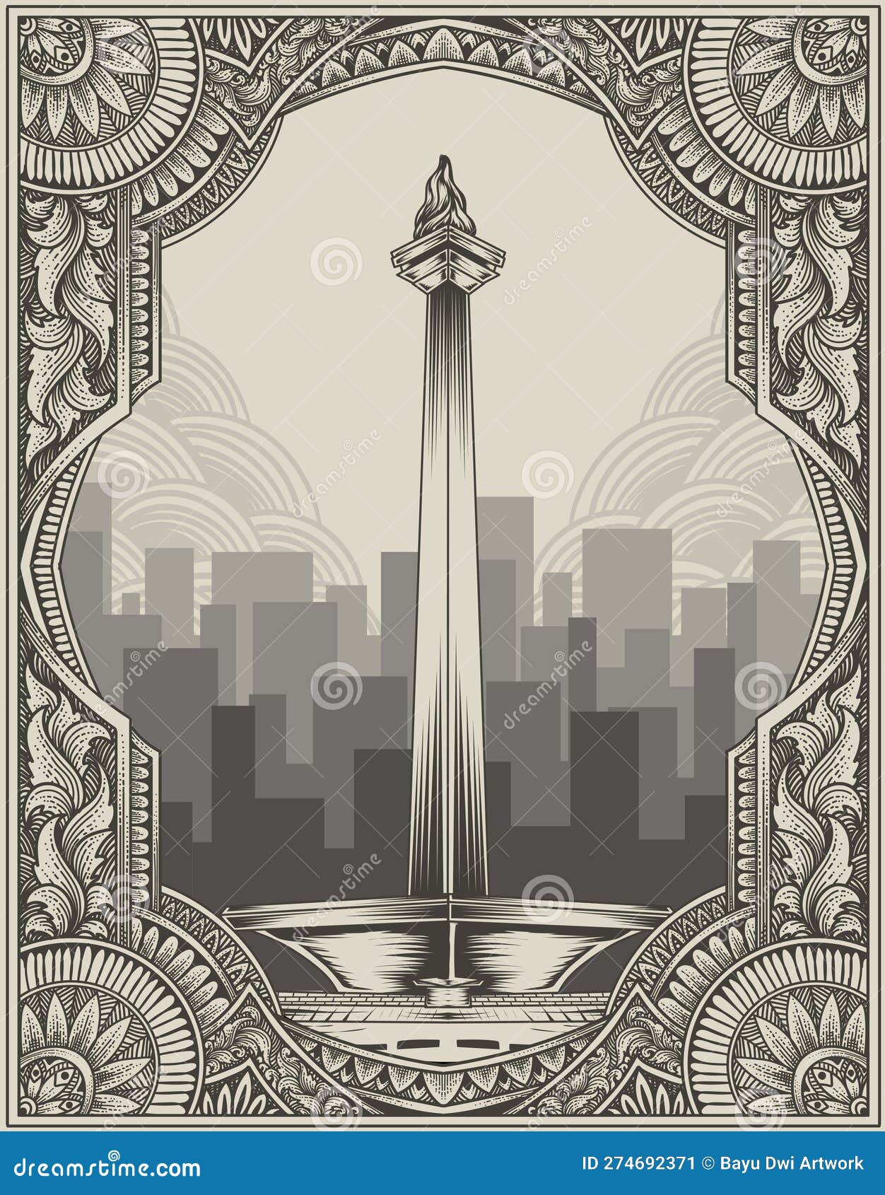 Illustration Monas Jakarta Landmark Icon Cartoon Vector | CartoonDealer ...