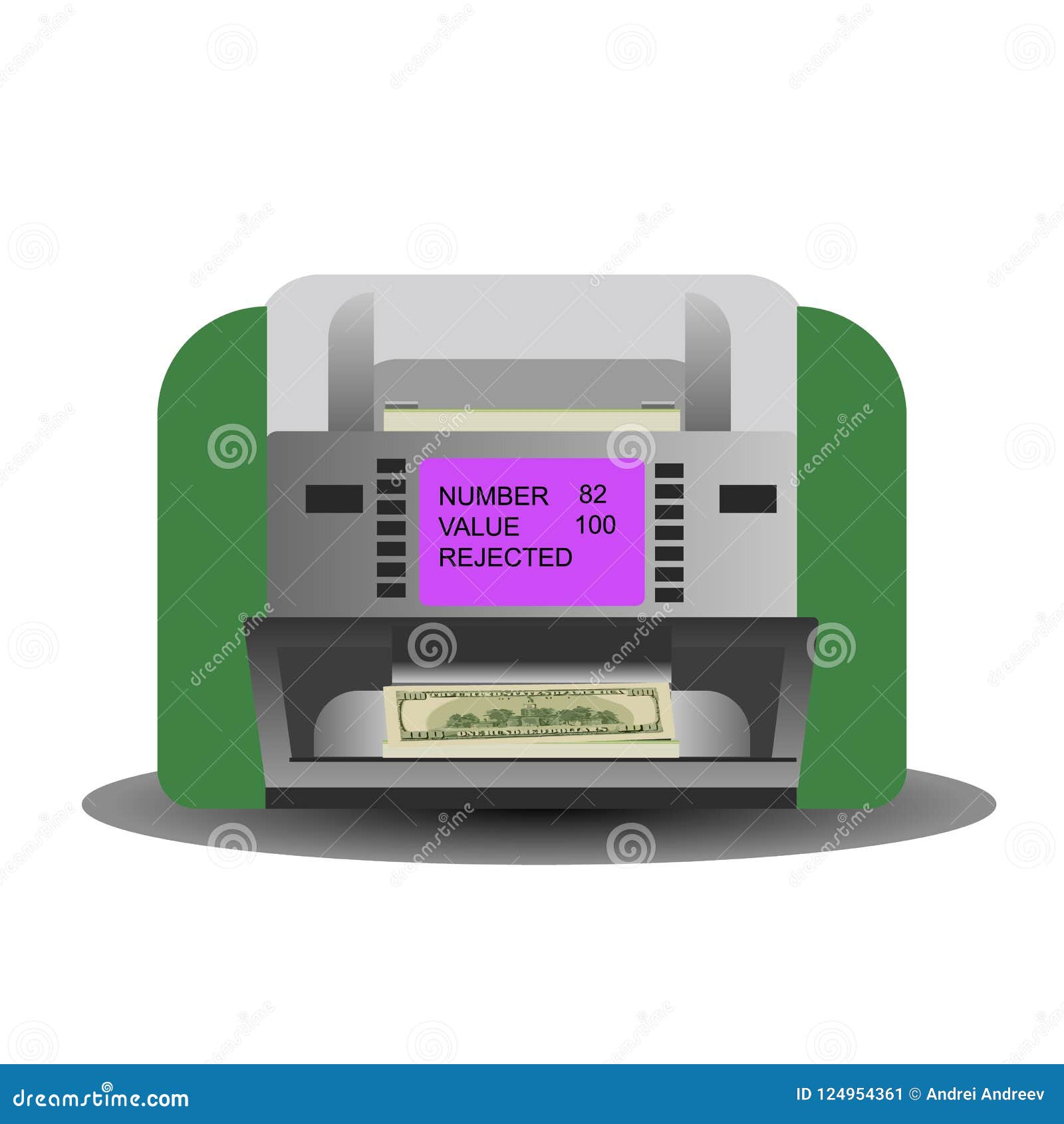 Illustration of a Money Counting Machine Currently Counting Cash. Stock ...