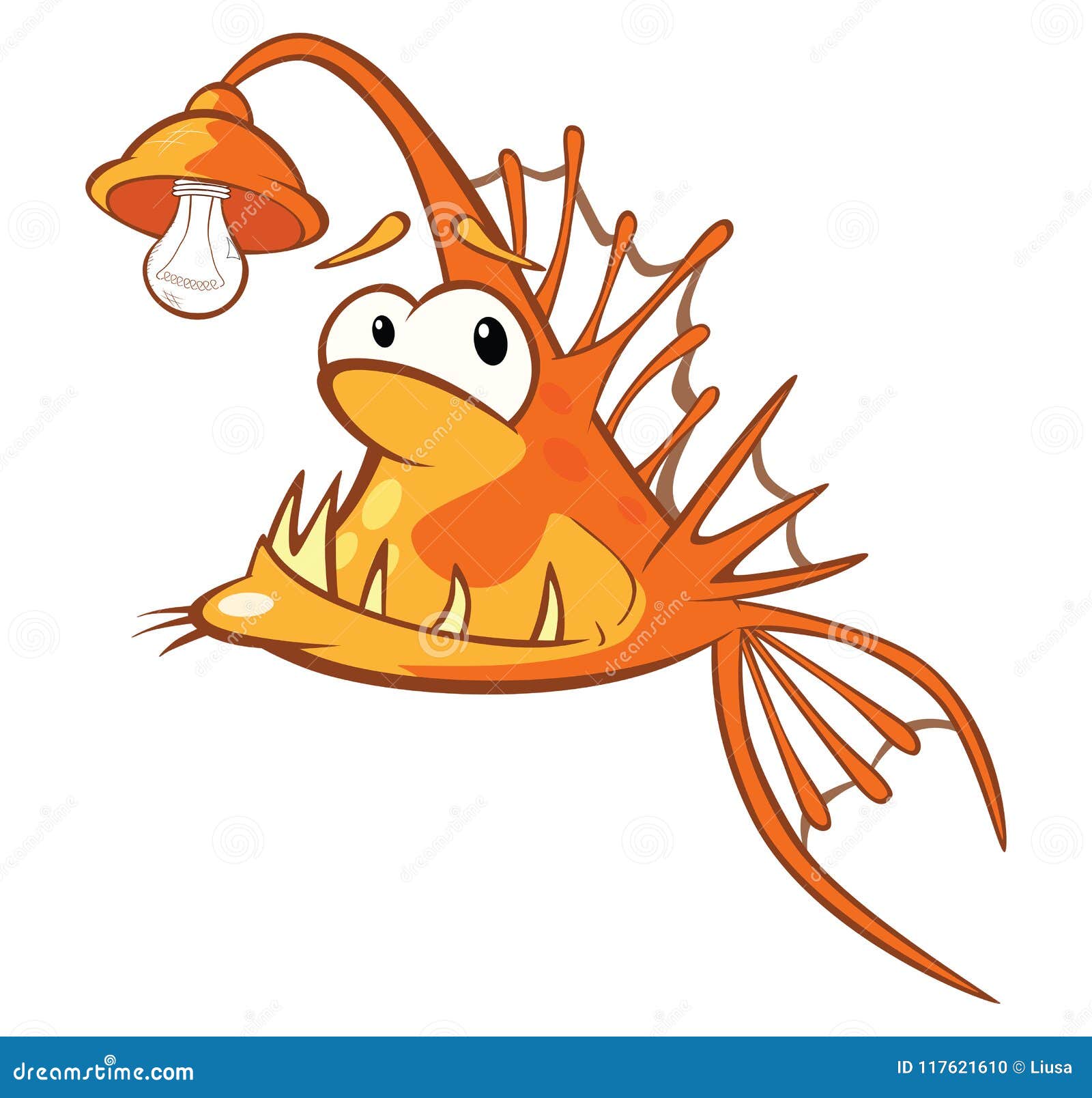 Illustration of a Monk Fish. Deep-water Fish. Cartoon Character Stock ...