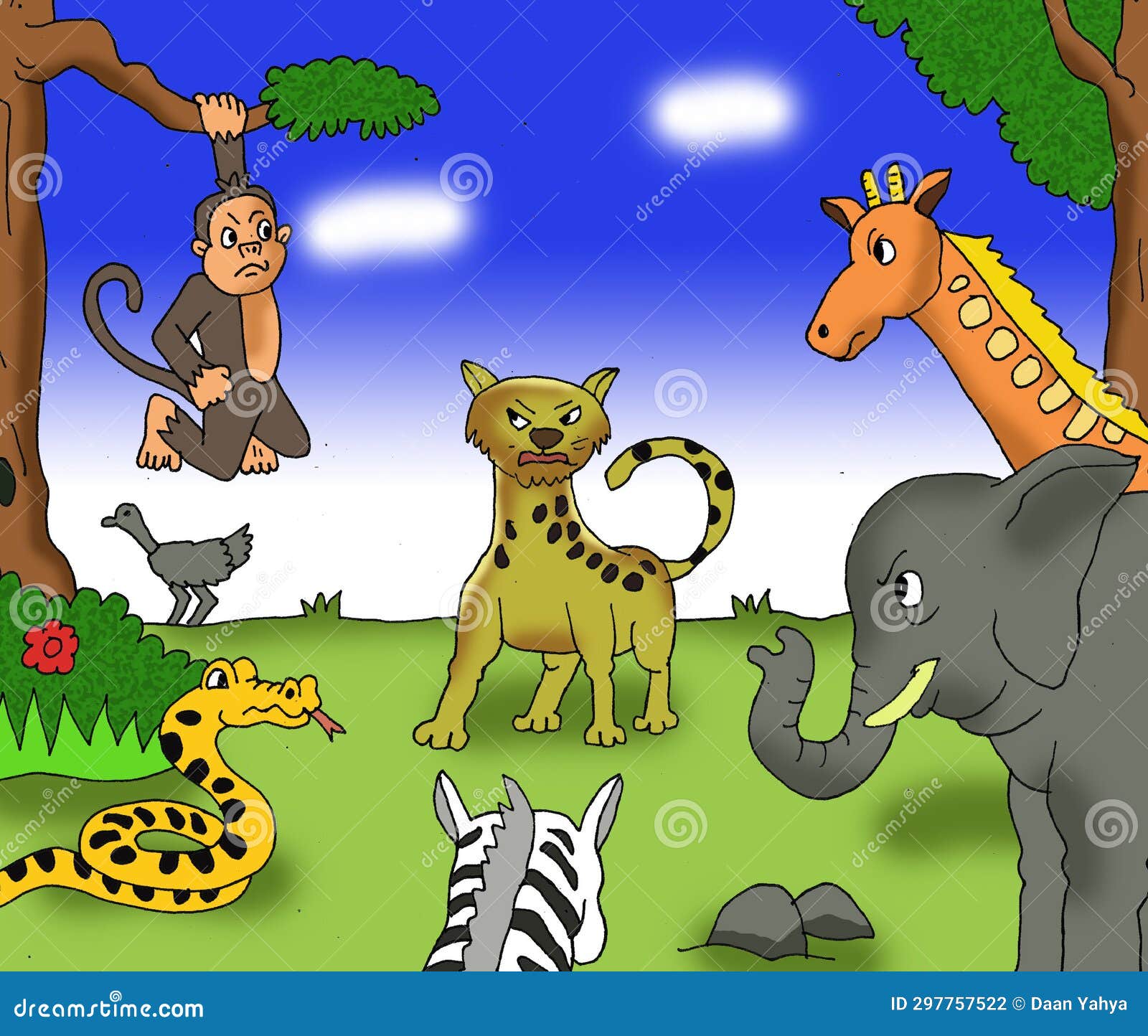 The Illustration of a Monkey Hanging from a Tree while Talking To Other ...