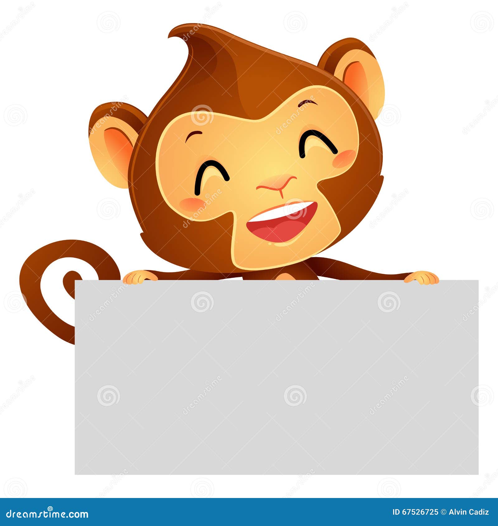 Illustration of Monkey Holding a Banner Stock Vector - Illustration of ...