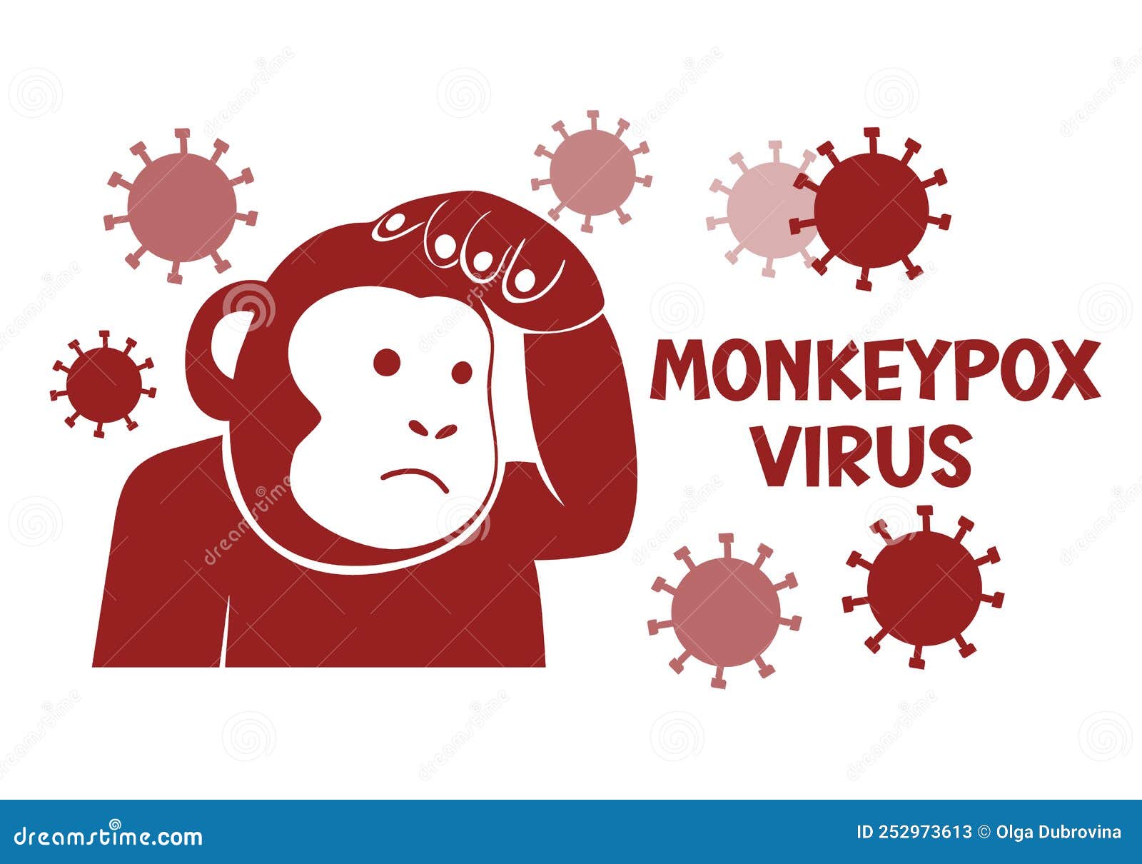 Illustration of the Monkeypox Virus. the Face of the Monkey As a Symbol ...