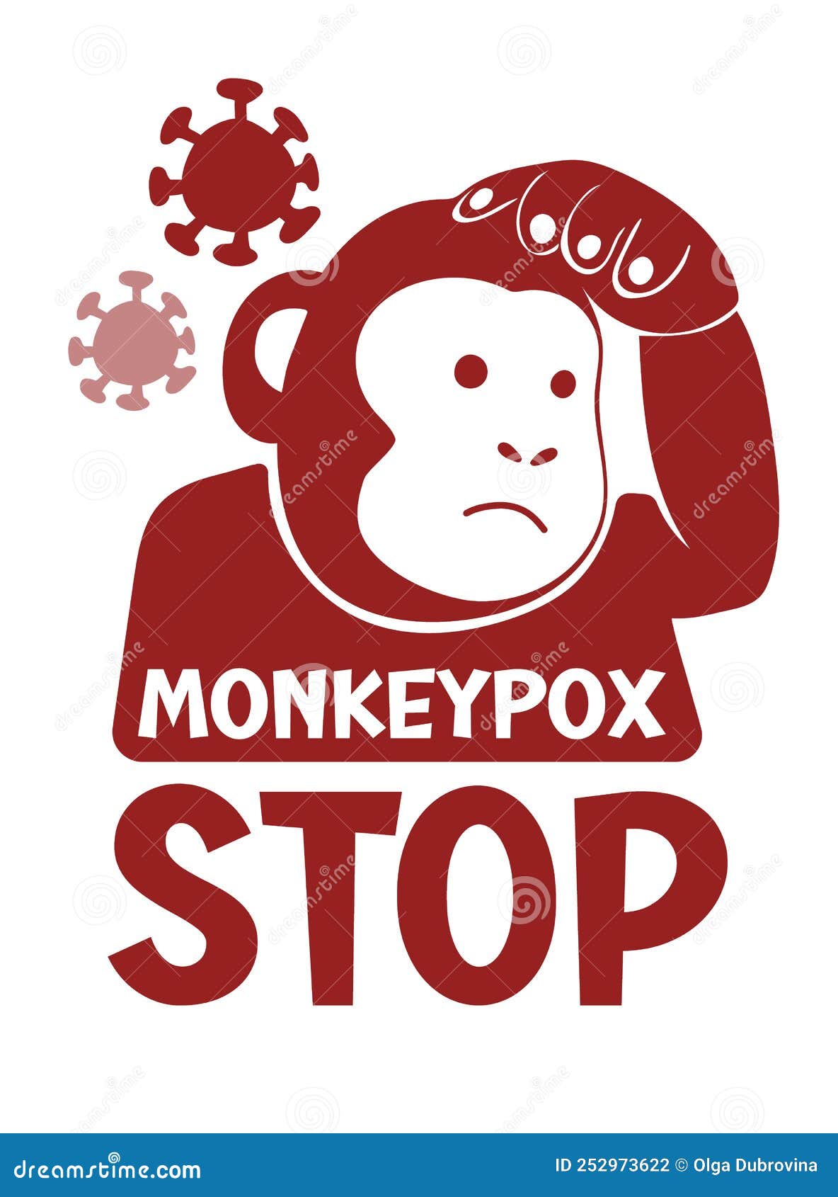 Illustration of the Monkeypox Virus. the Face of the Monkey As a Symbol ...