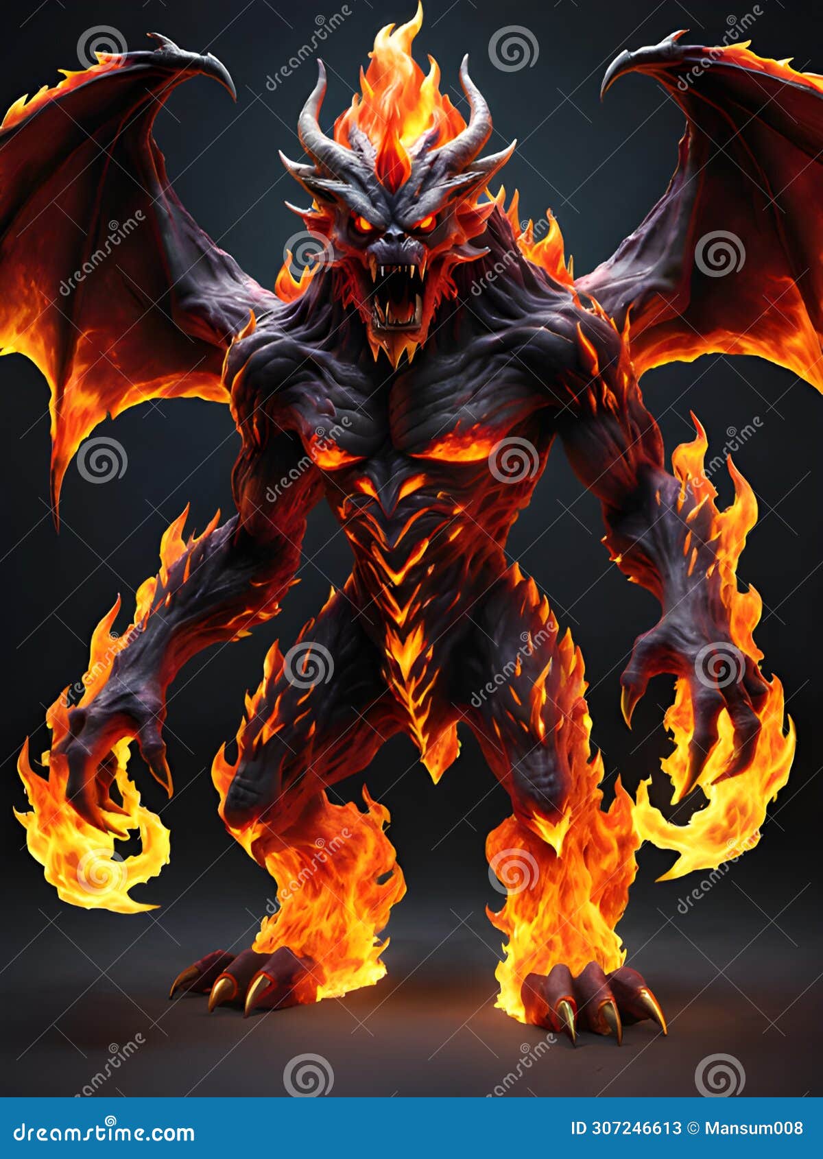Illustration of a Monster with Burning Fire Stock Illustration ...