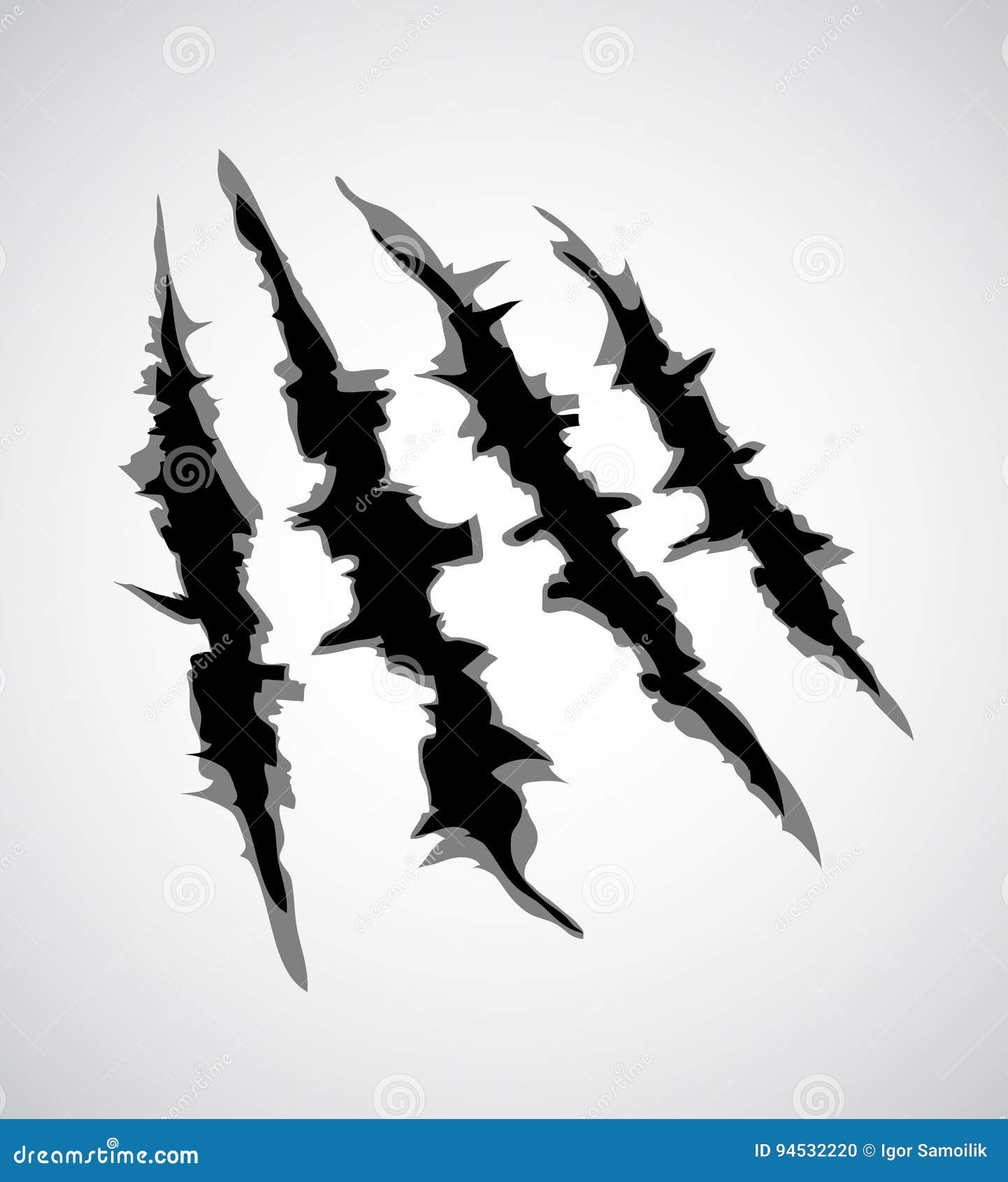 Illustration of Monster Claw or Hand Scratch , Rip through White ...
