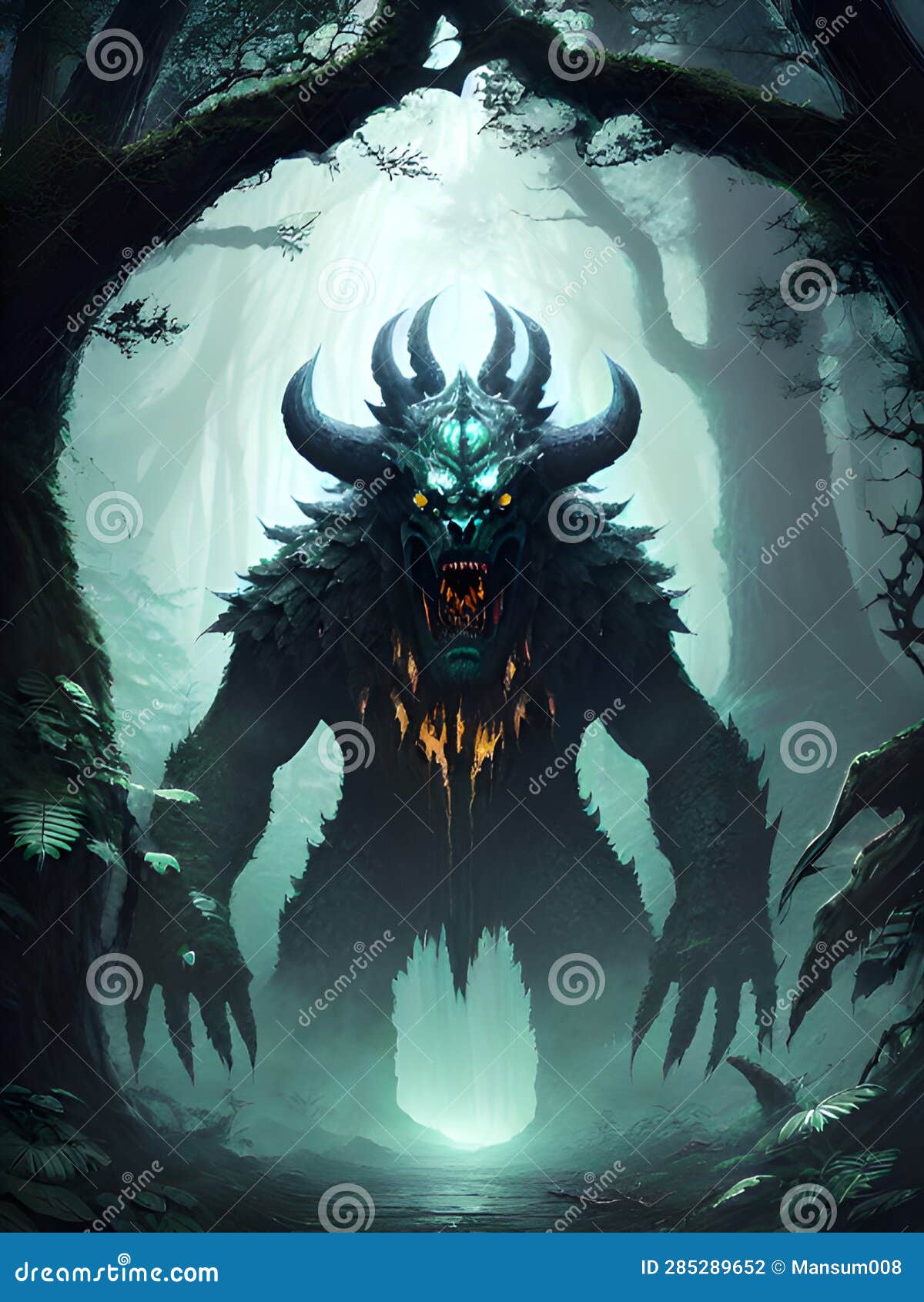 Illustration of a Monster in a Horror Forest, Ai Generated Stock ...