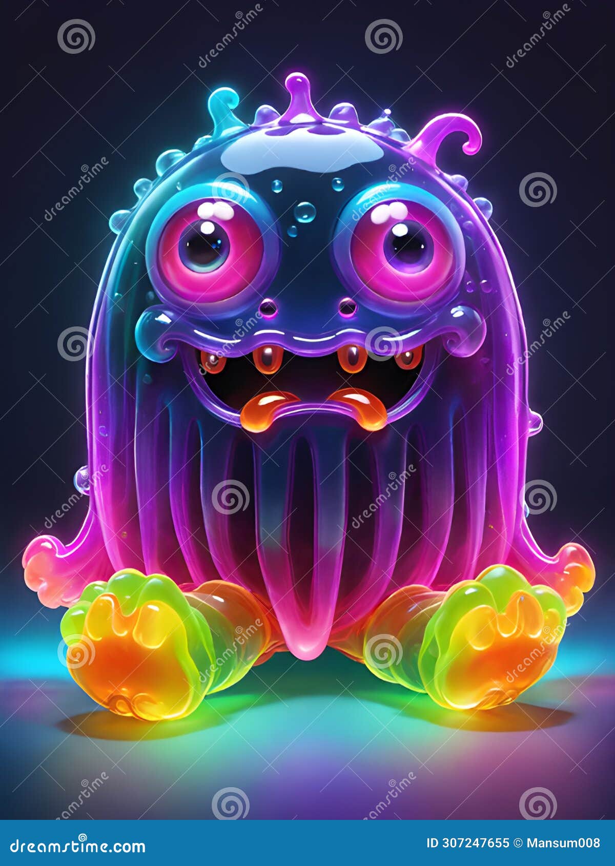 Illustration of Monster in Neon Shape Stock Illustration - Illustration ...