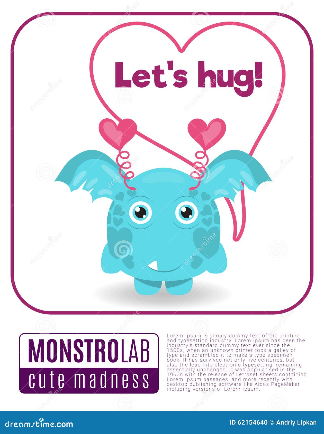 Illustration of a Monster Saying Lets Hug Stock Vector - Illustration ...