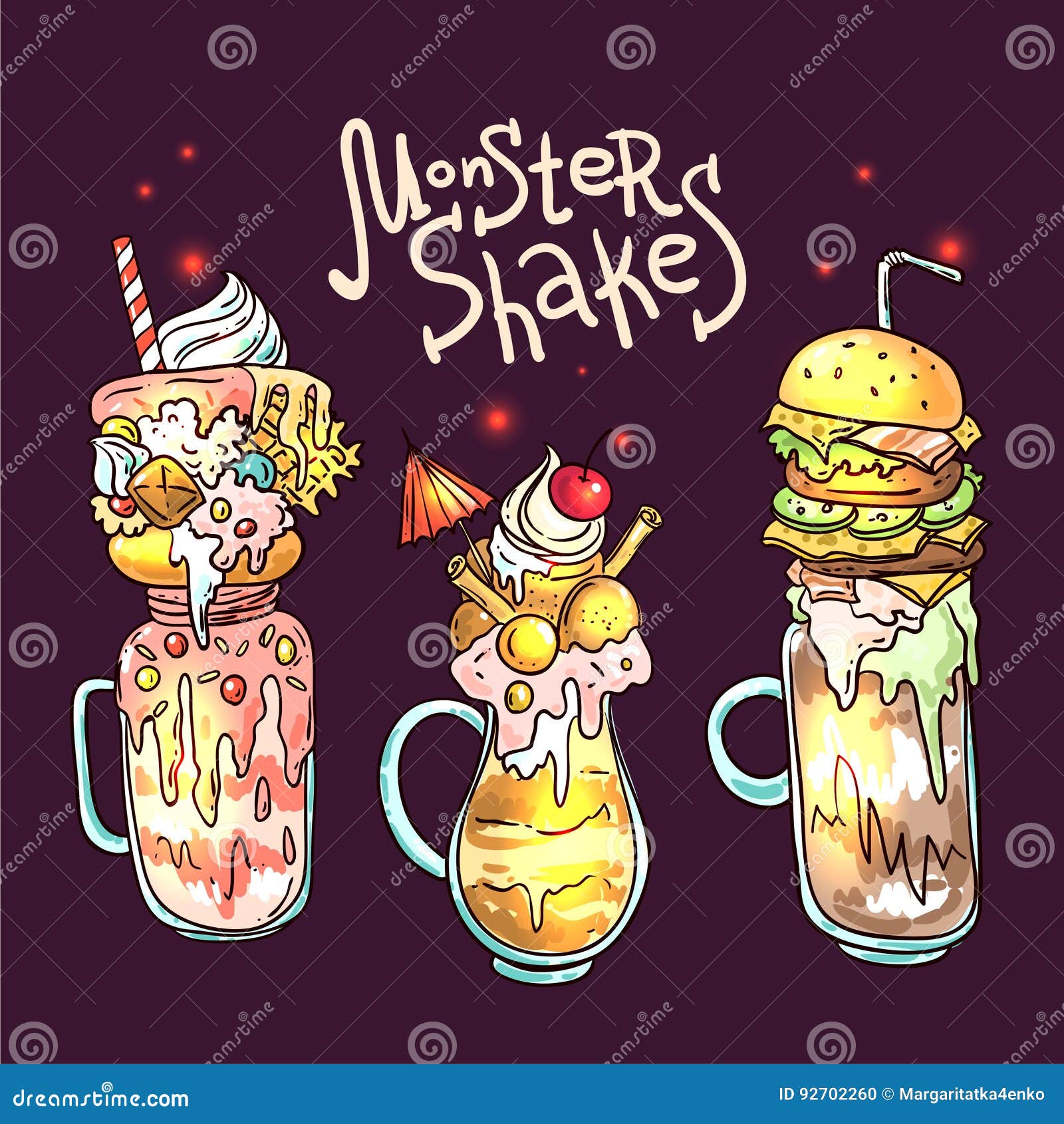 Illustration monster shake stock vector. Illustration of menu - 92702260