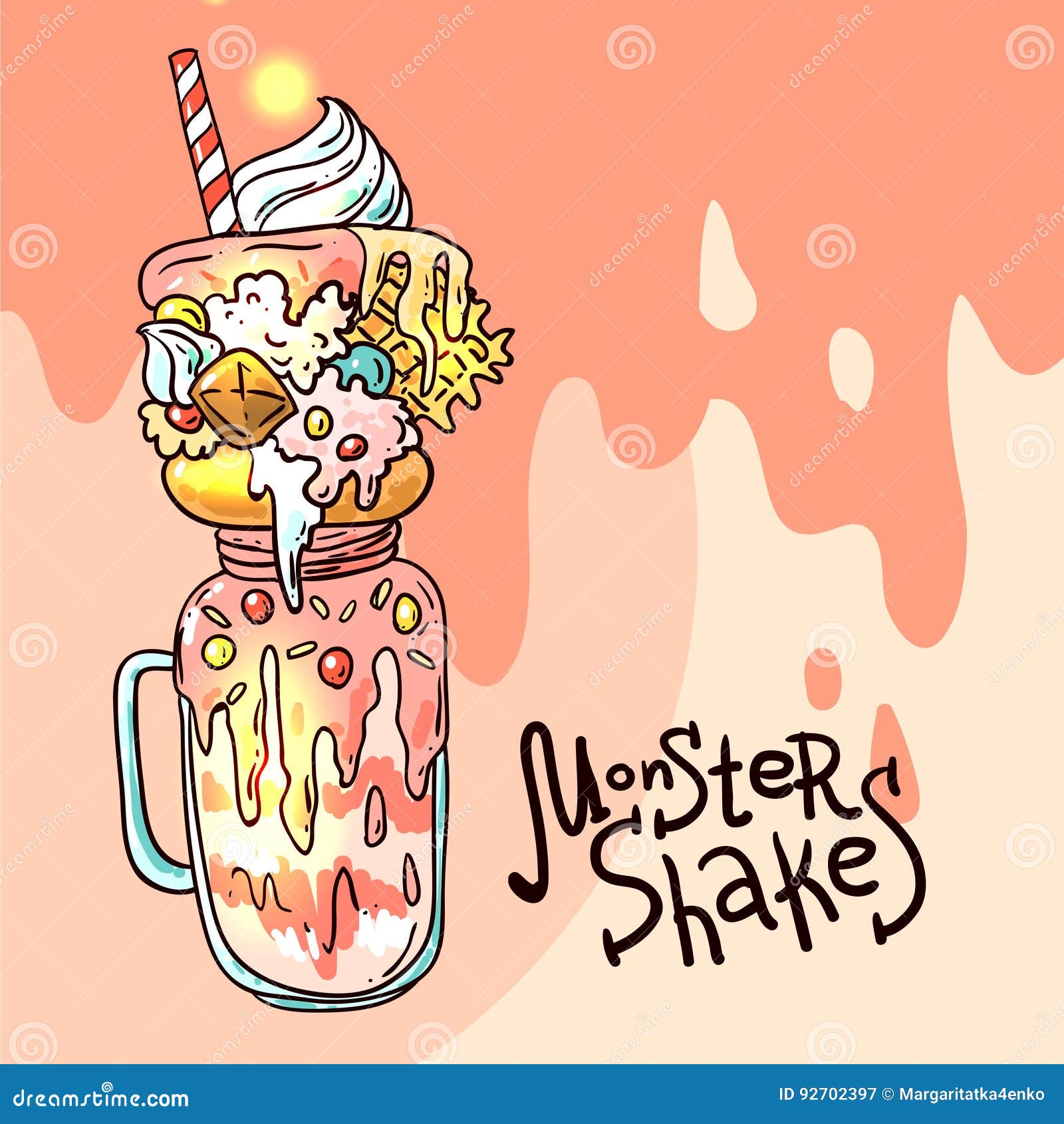 Monster Shake With Chocolate Bar. Giant Milkshake On Pink Background ...