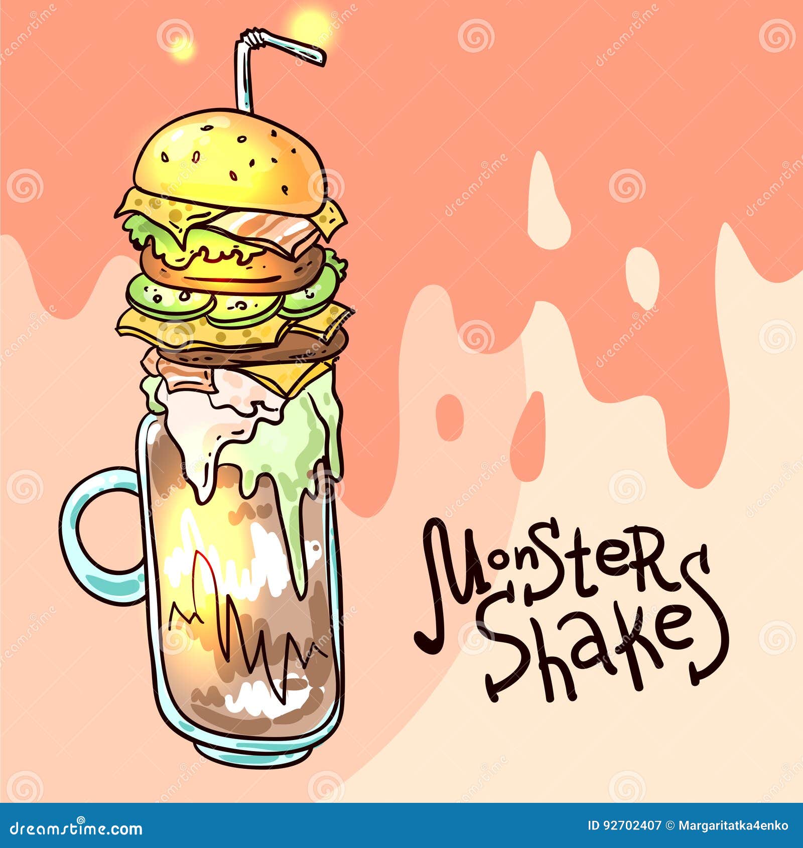 Monster Shake With Chocolate Bar. Giant Milkshake On Pink Background ...