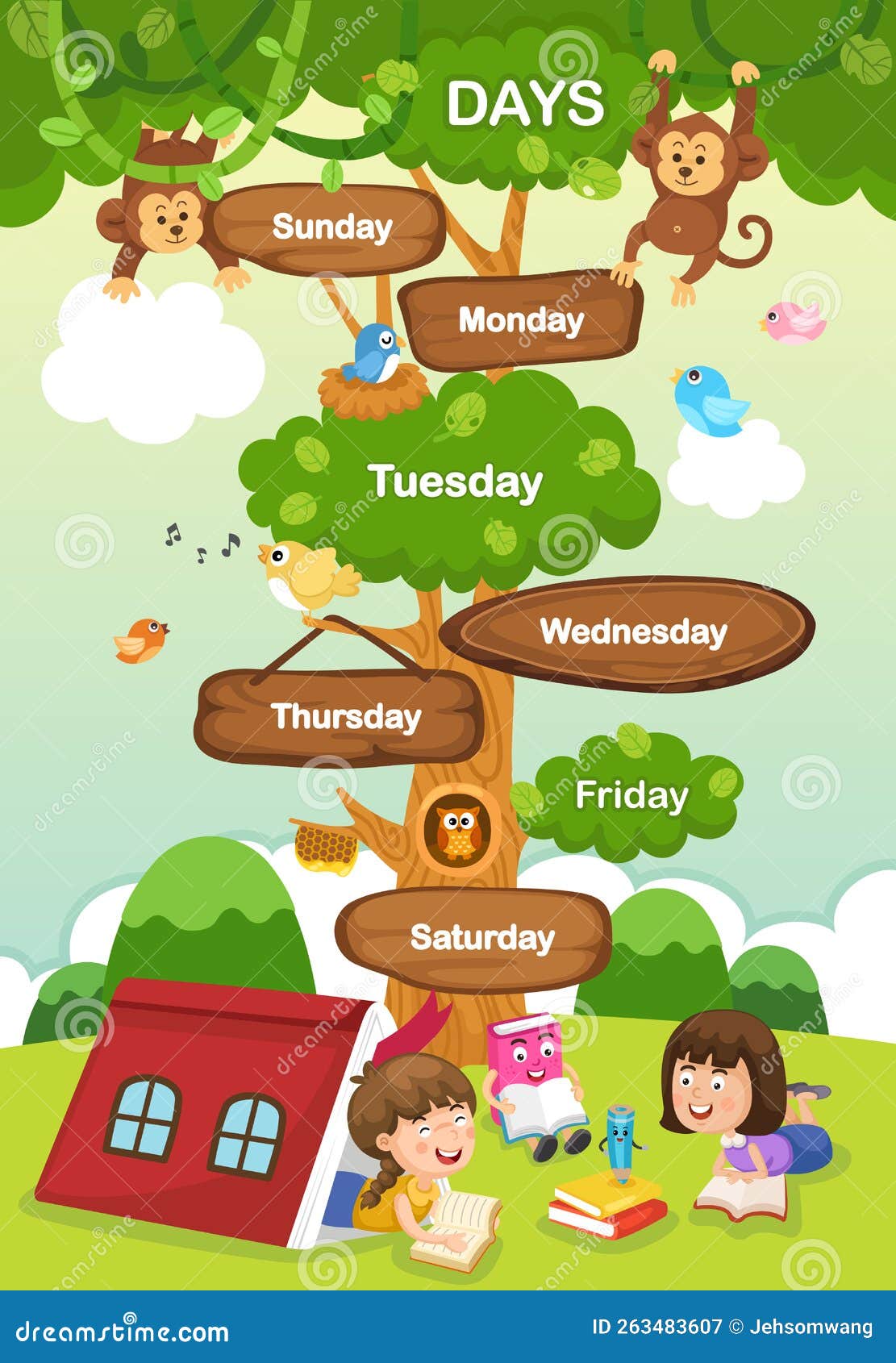 Illustration of Months and Day Stock Vector - Illustration of colorful ...