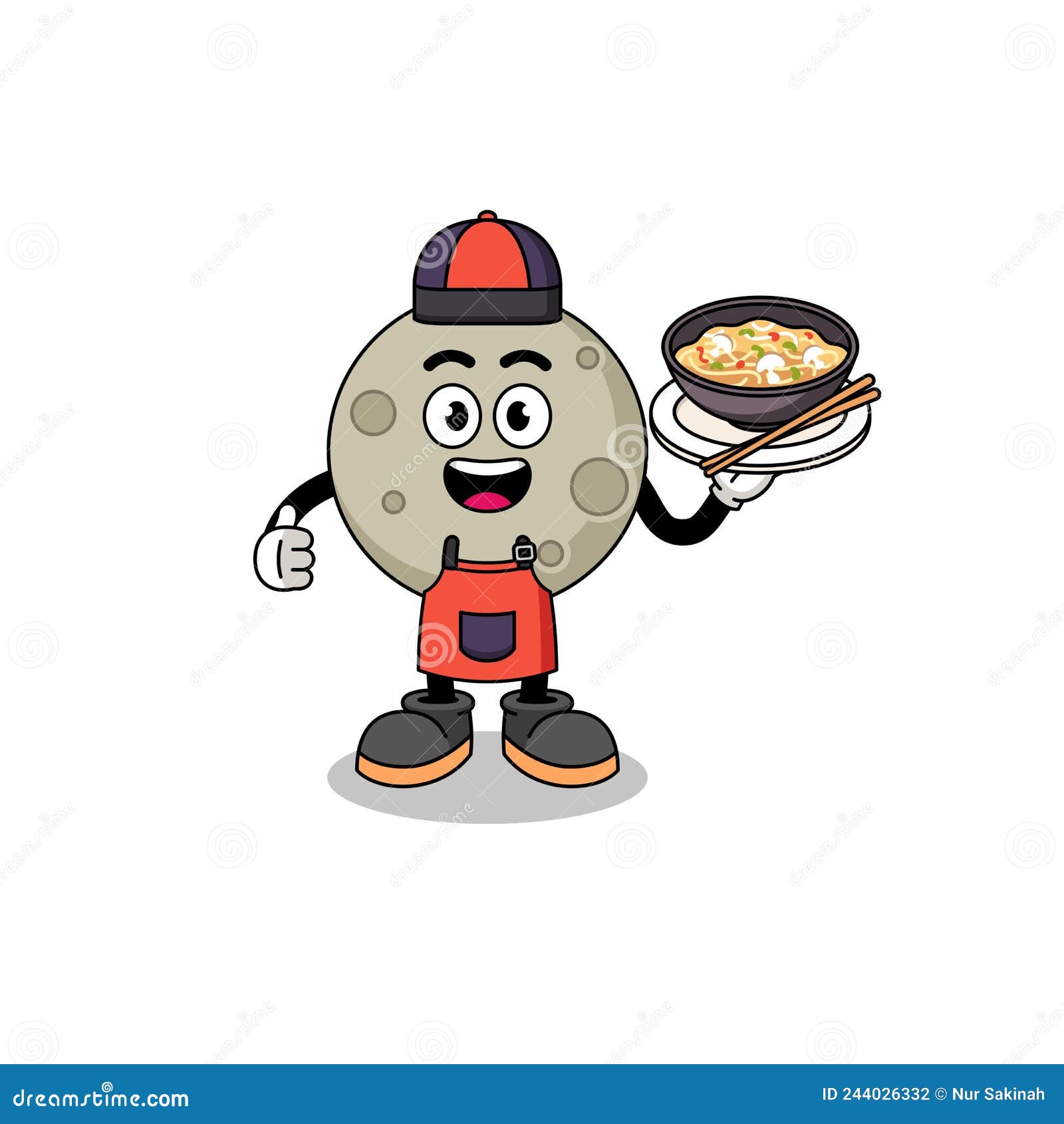 Illustration of Moon As an Asian Chef Stock Vector - Illustration of ...