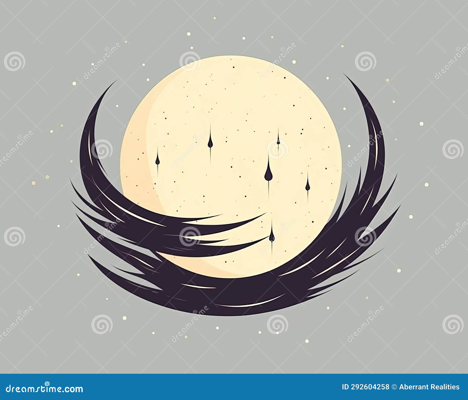 An Illustration of the Moon with Rain Falling from it Stock ...