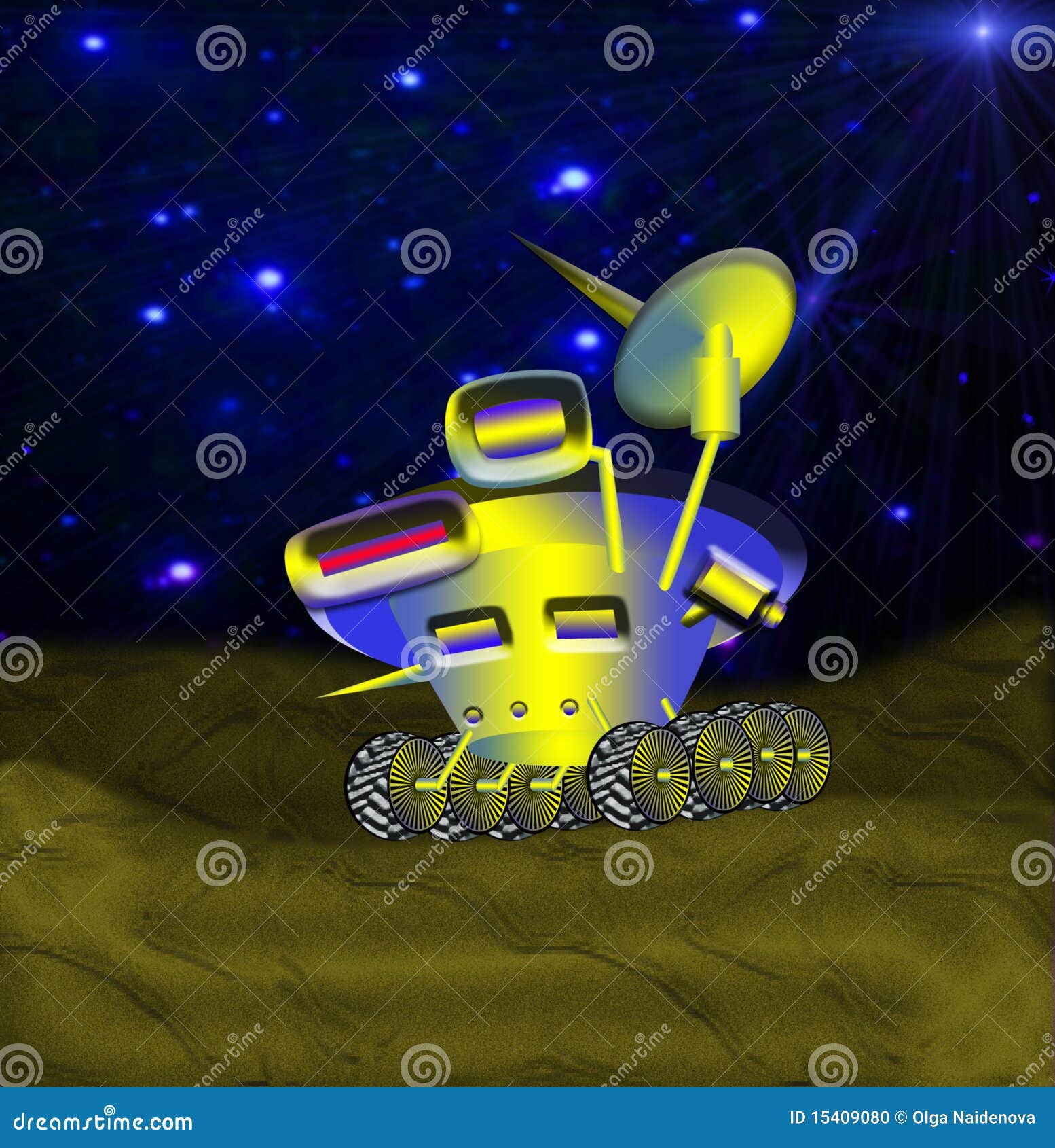 Moon Rover Exploring Lunar Surface With Craters, Space Exploration ...