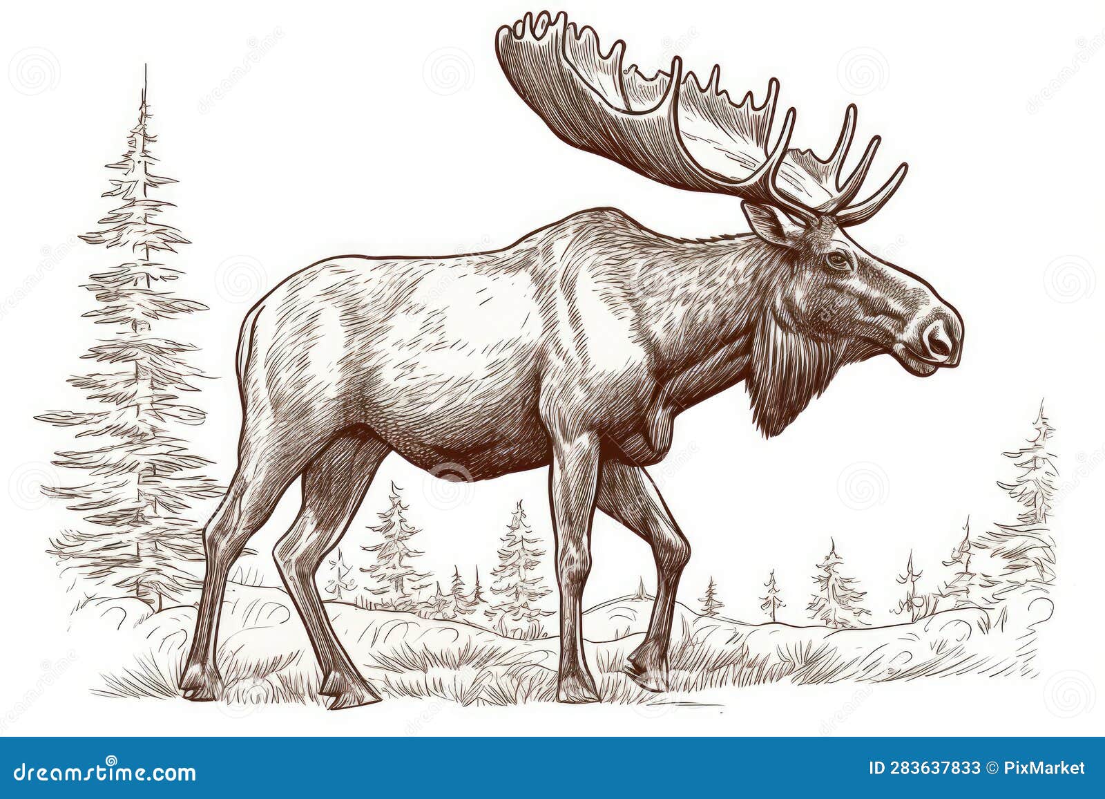 Moose, Illustration, Generative AI Stock Illustration - Illustration of ...