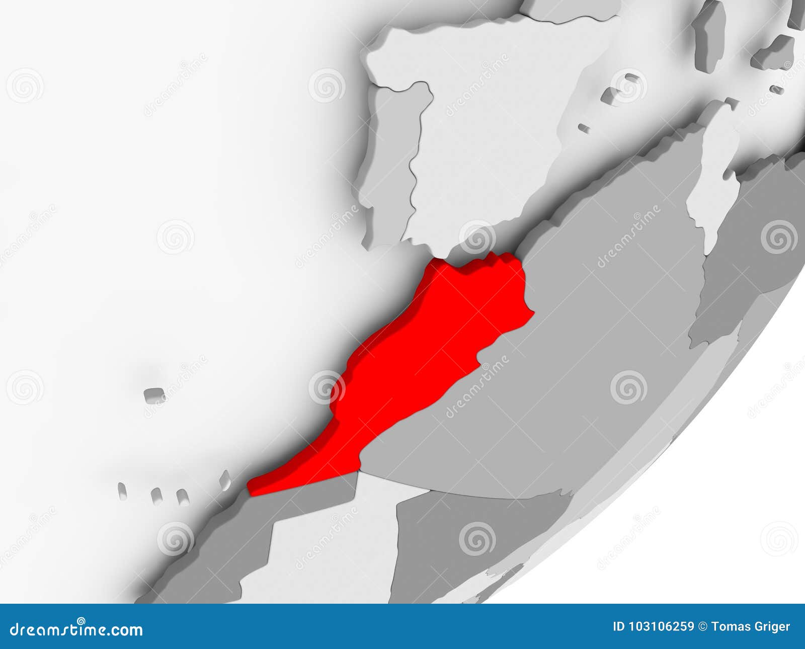 Morocco in red on grey map stock illustration. Illustration of moroccan ...