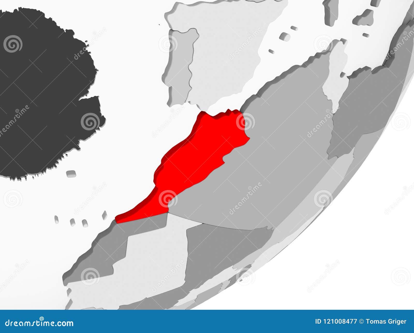 Morocco in red on grey map stock illustration. Illustration of ...