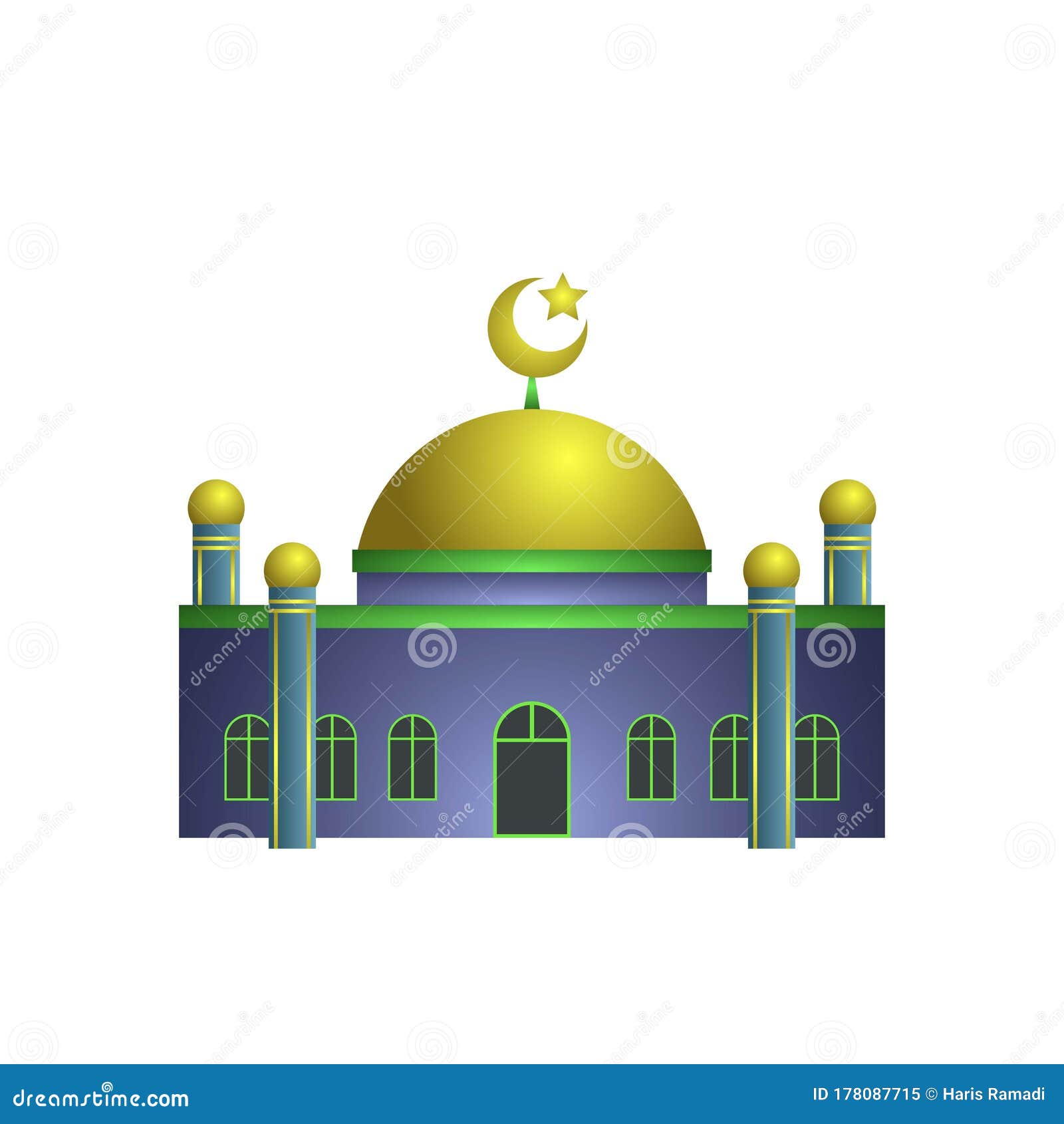 Illustration of a Mosque Building with a Dome Stock Vector ...