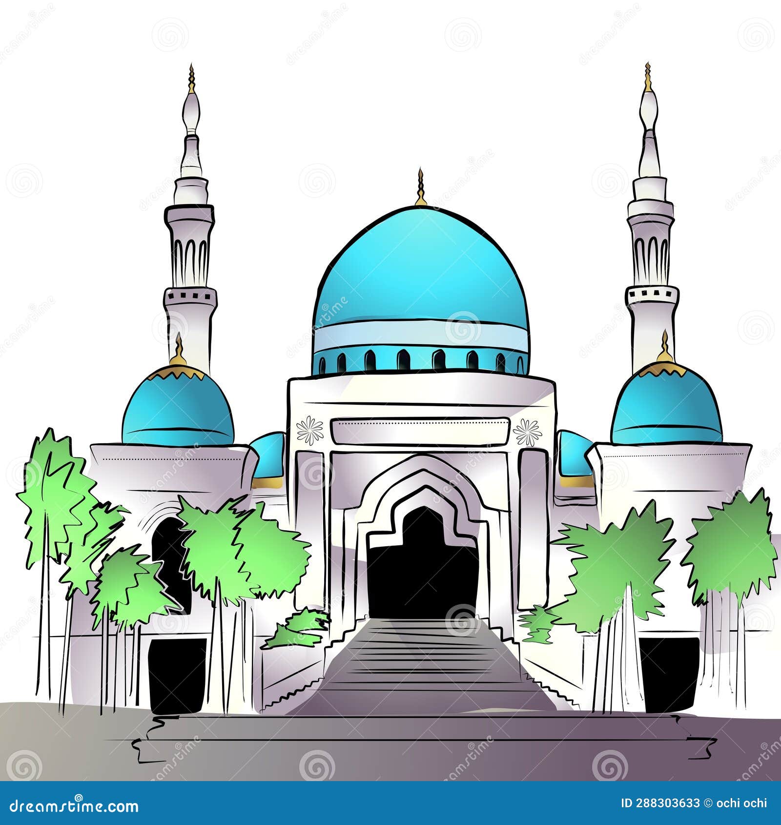 An Illustration Of A Mosque, A Place Of Worship For Muslims ...