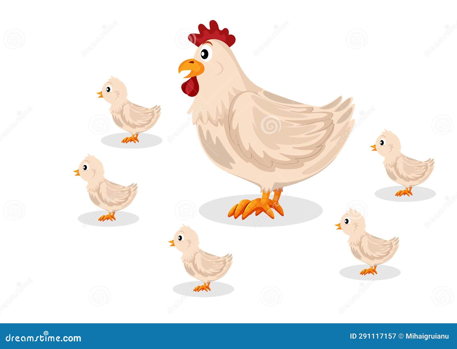 Illustration of a Mother Hen with Her Chicks Isolated on White ...