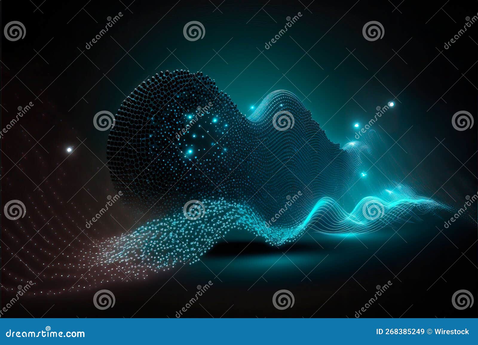 Illustration of Motion Waving Dots Texture with Glowing Particles ...