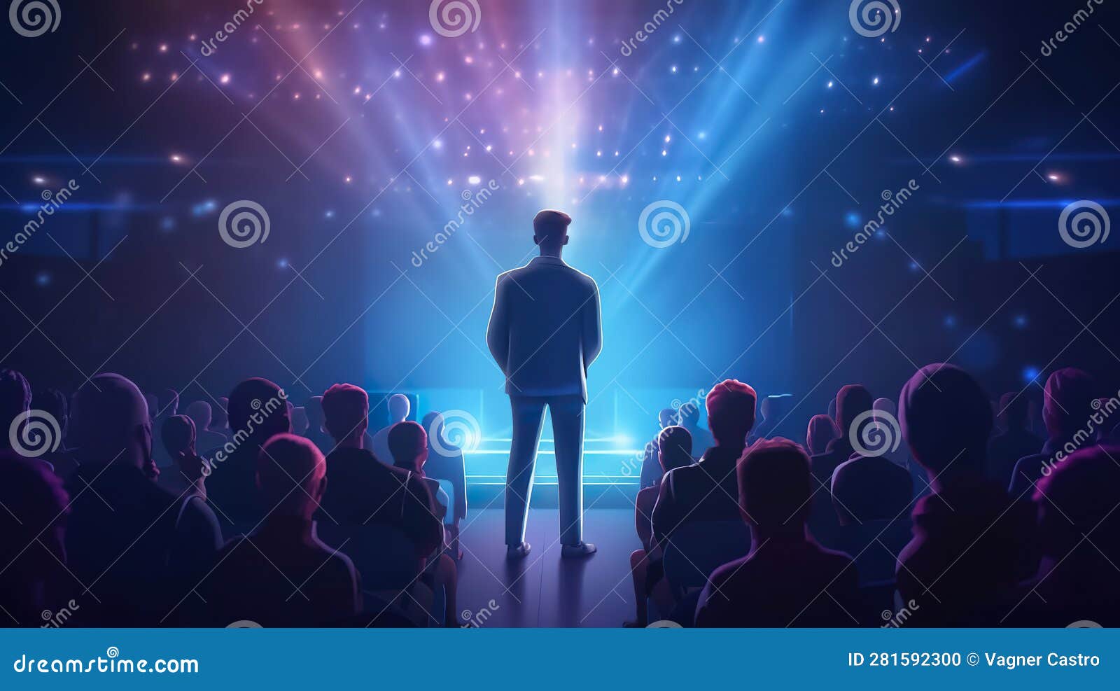 Illustration of a Motivational Young Speaker Performing on Stage Back ...