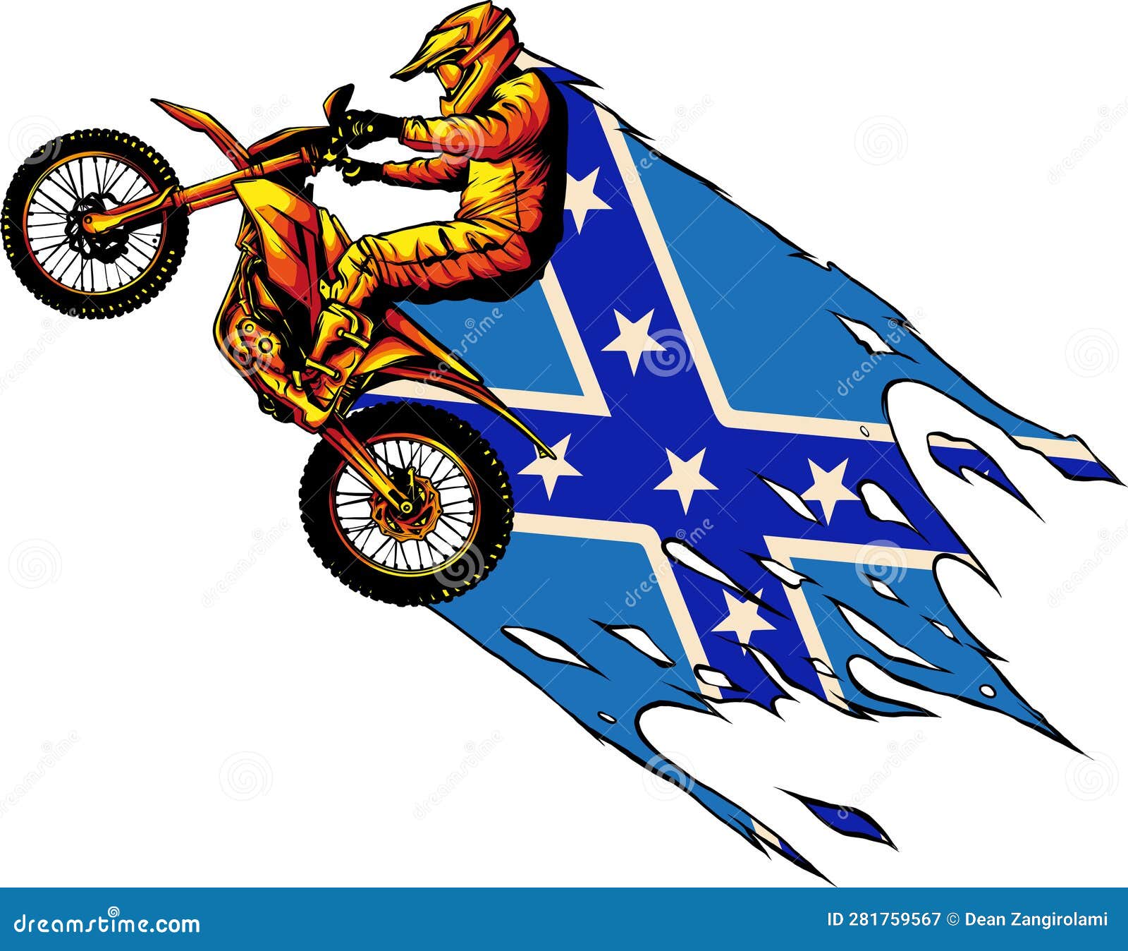 Vector Illustration of Motocross with Confederate Flag Stock Vector ...